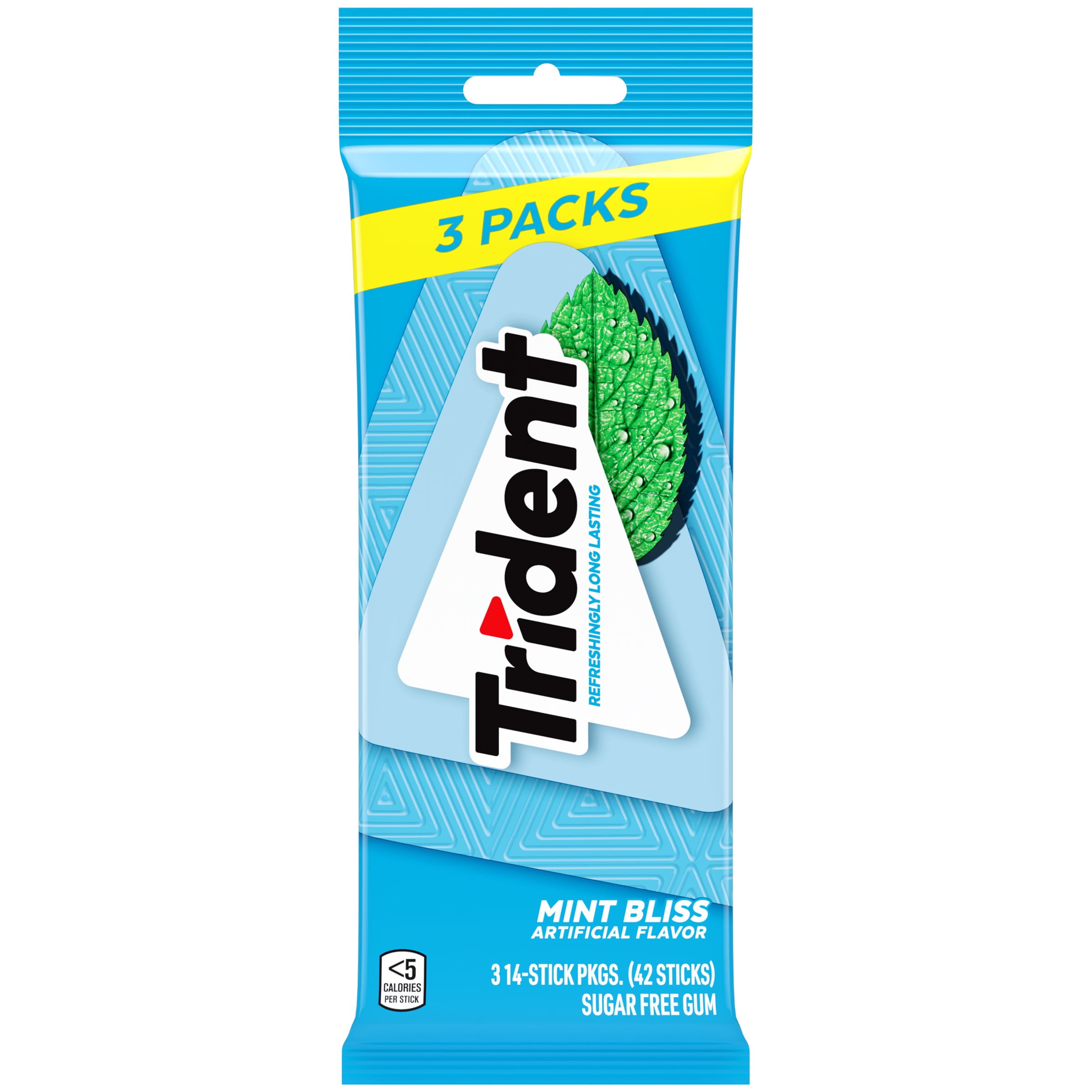 Trident Mint Bliss Sugar Free Chewing Gum, 3 pk - 42 pc- Pack of 2 - Walmart.com