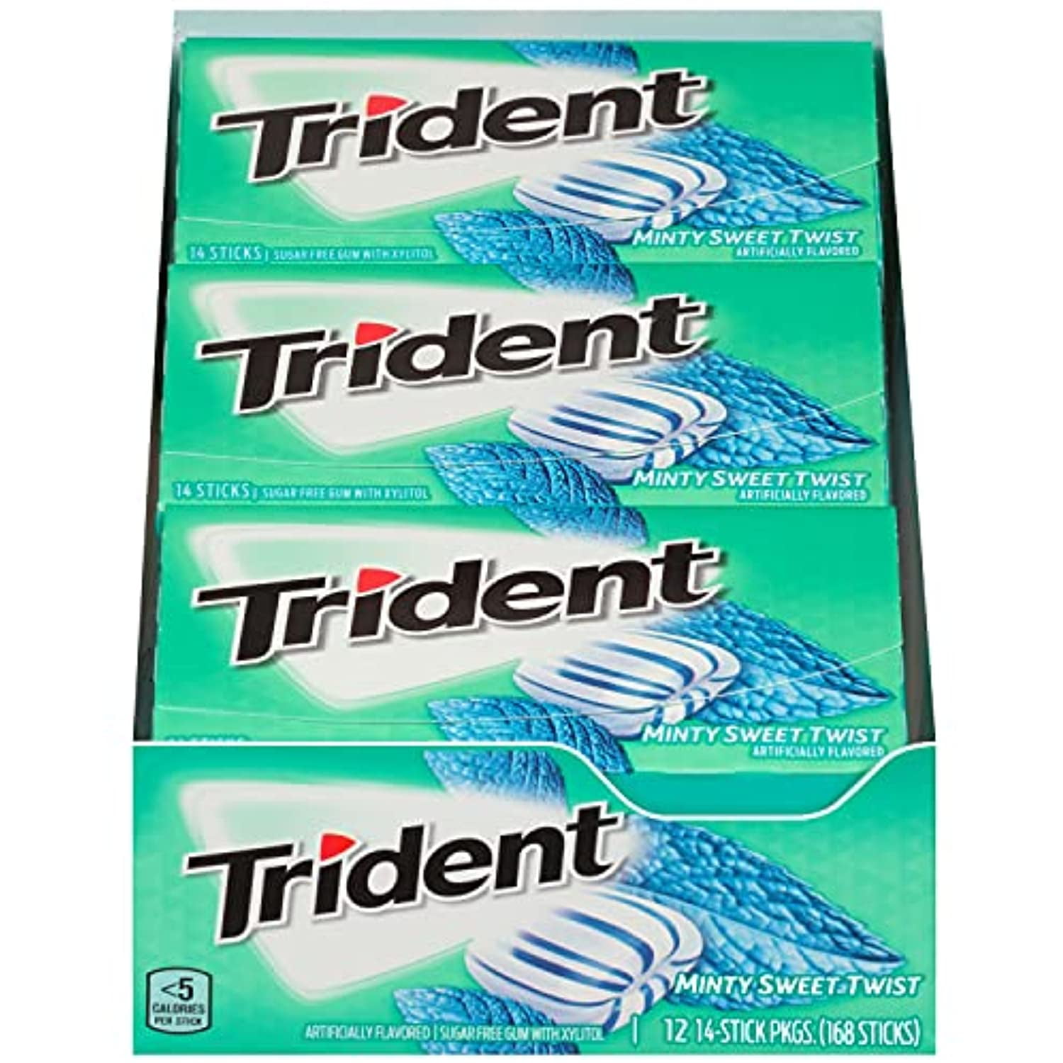 Trident Minty Sweet Twist Sugar Free Gum, 12 Packs Of 14 Pieces (168 ...