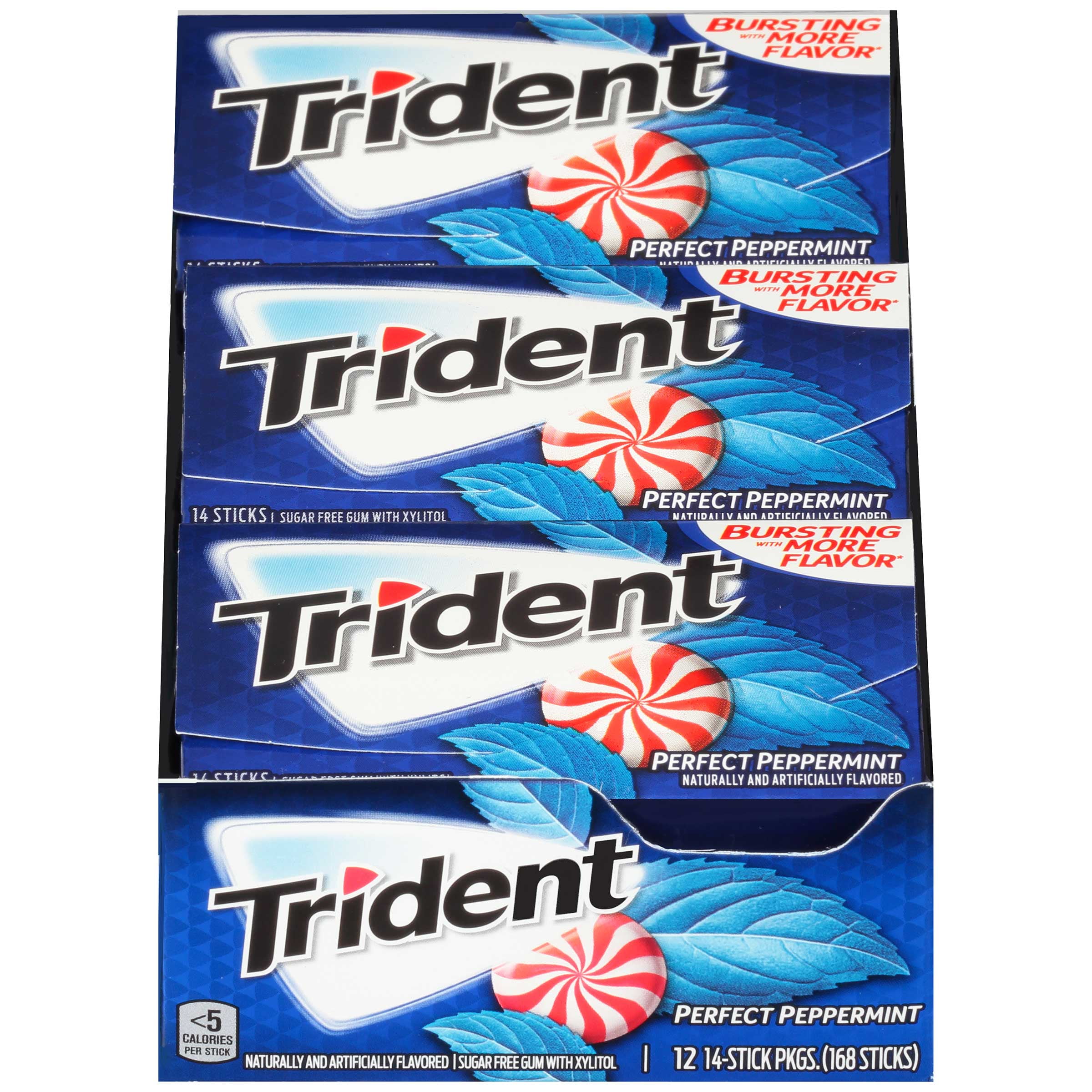 Trident Peppermint Sugar Free Gum, 14 count per pack - 144 per case ...