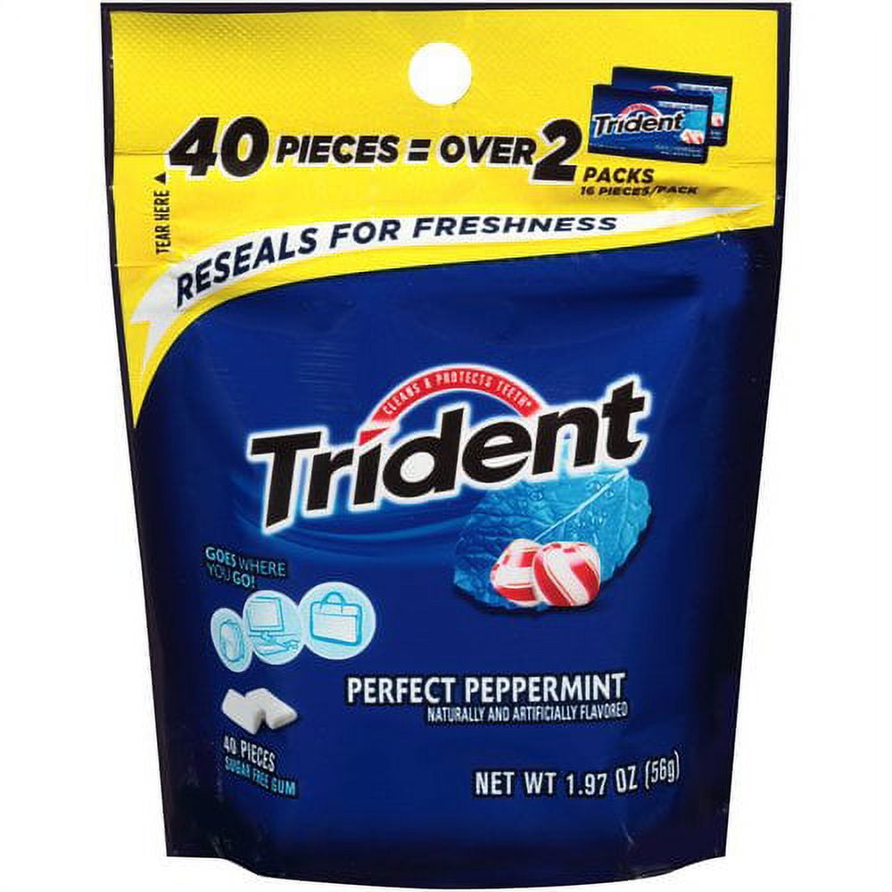Trident Perfect Peppermint Sugar Free Gum, 40 count, 1.97 oz - Walmart.com