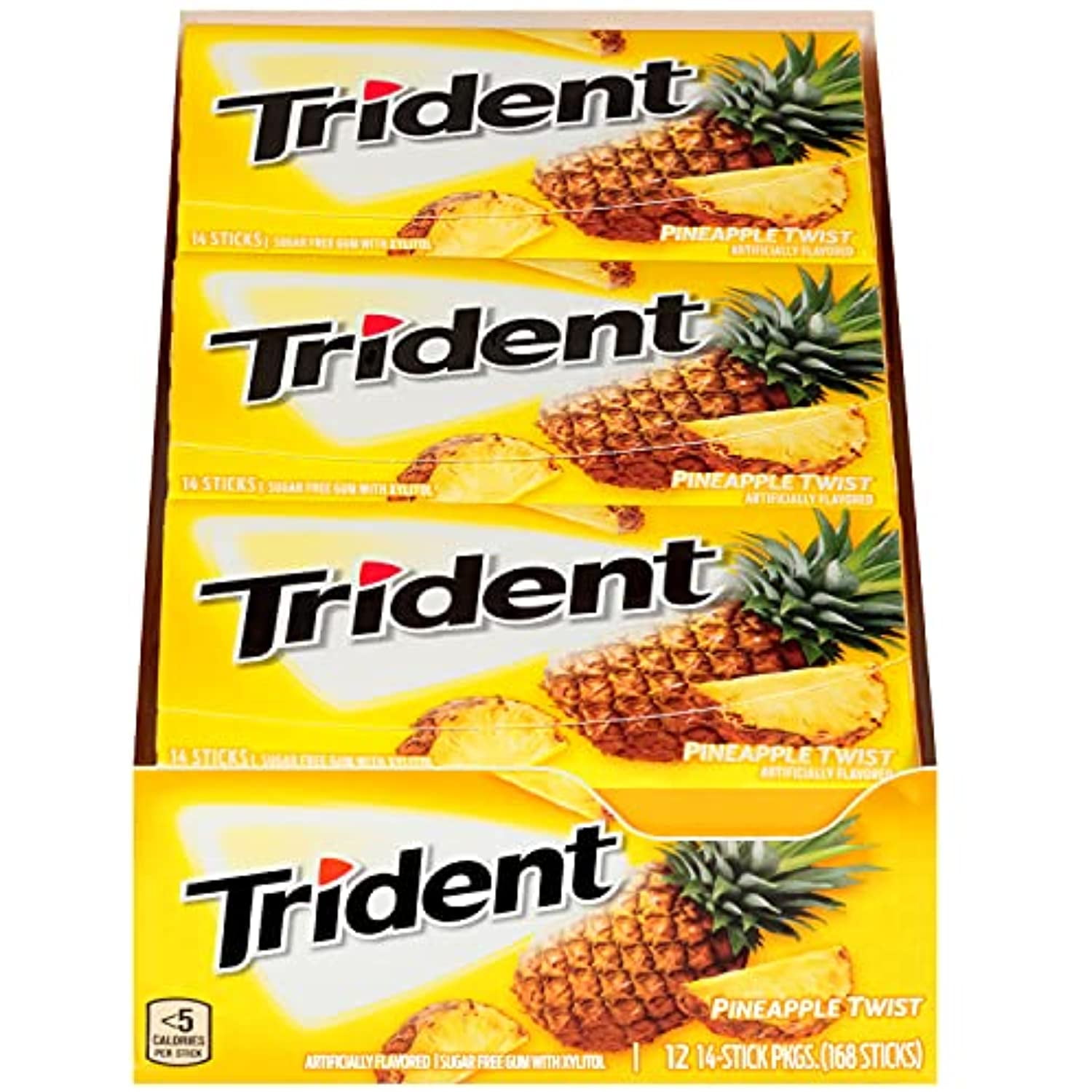 Trident Chewing Fruit Flavored Sugar Free Gum, Pineapple Twist, 12 ...