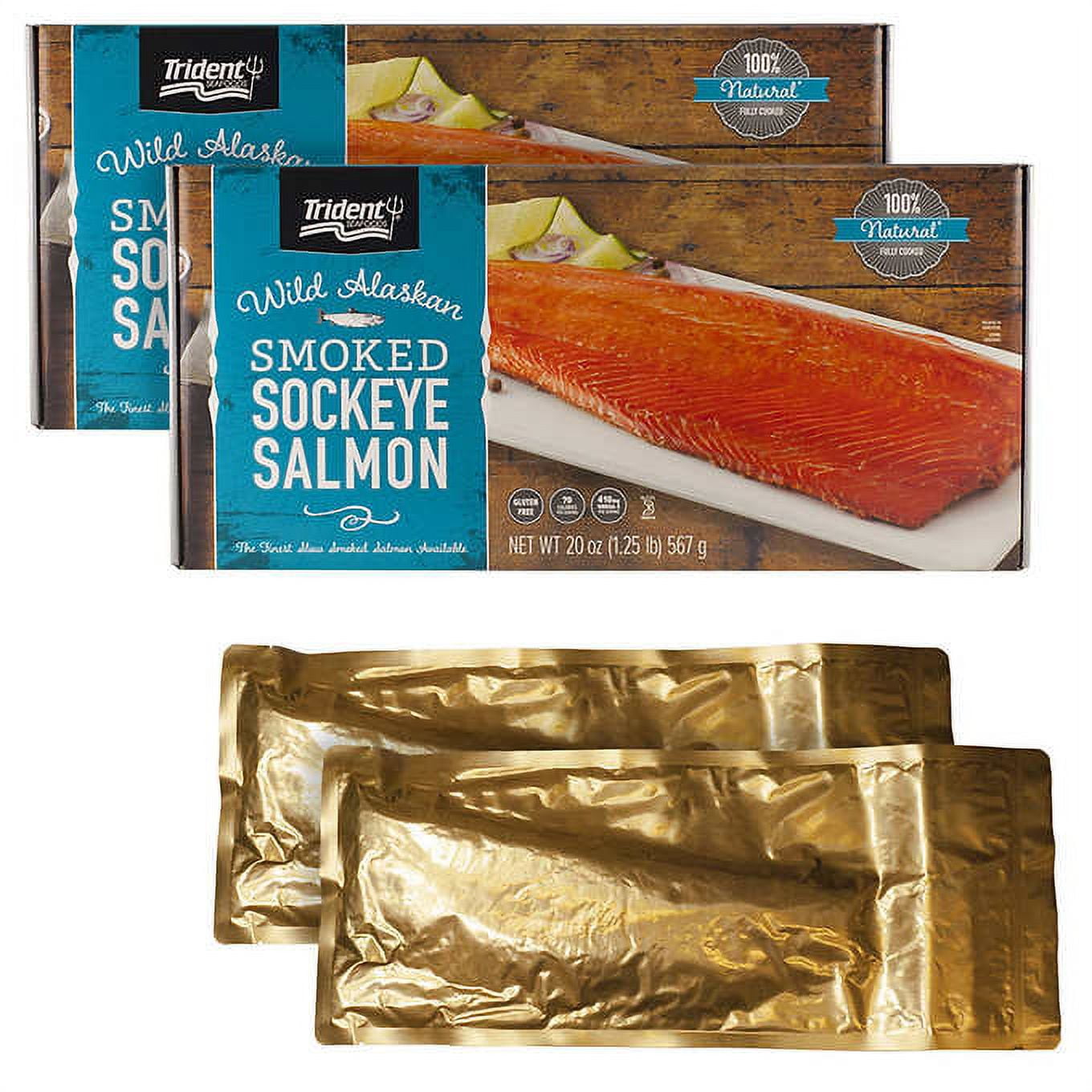 Trident Seafoods Wild Smoked Sockeye Salmon, 2 20oz Gift Packs 2.5lb ...