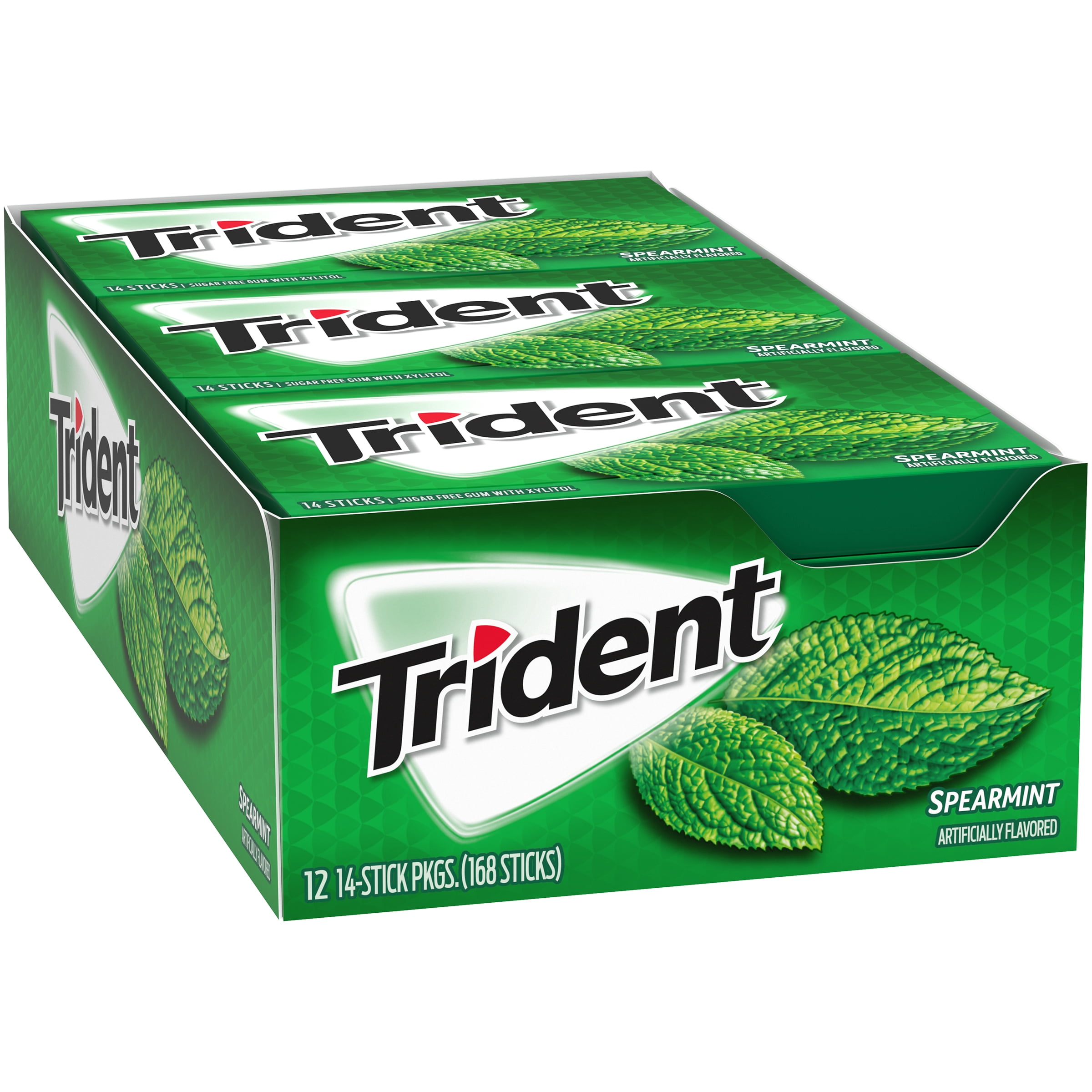Trident Spearmint Sugarless Sugar Free Chewing Gum, 12 Packs (168 ...