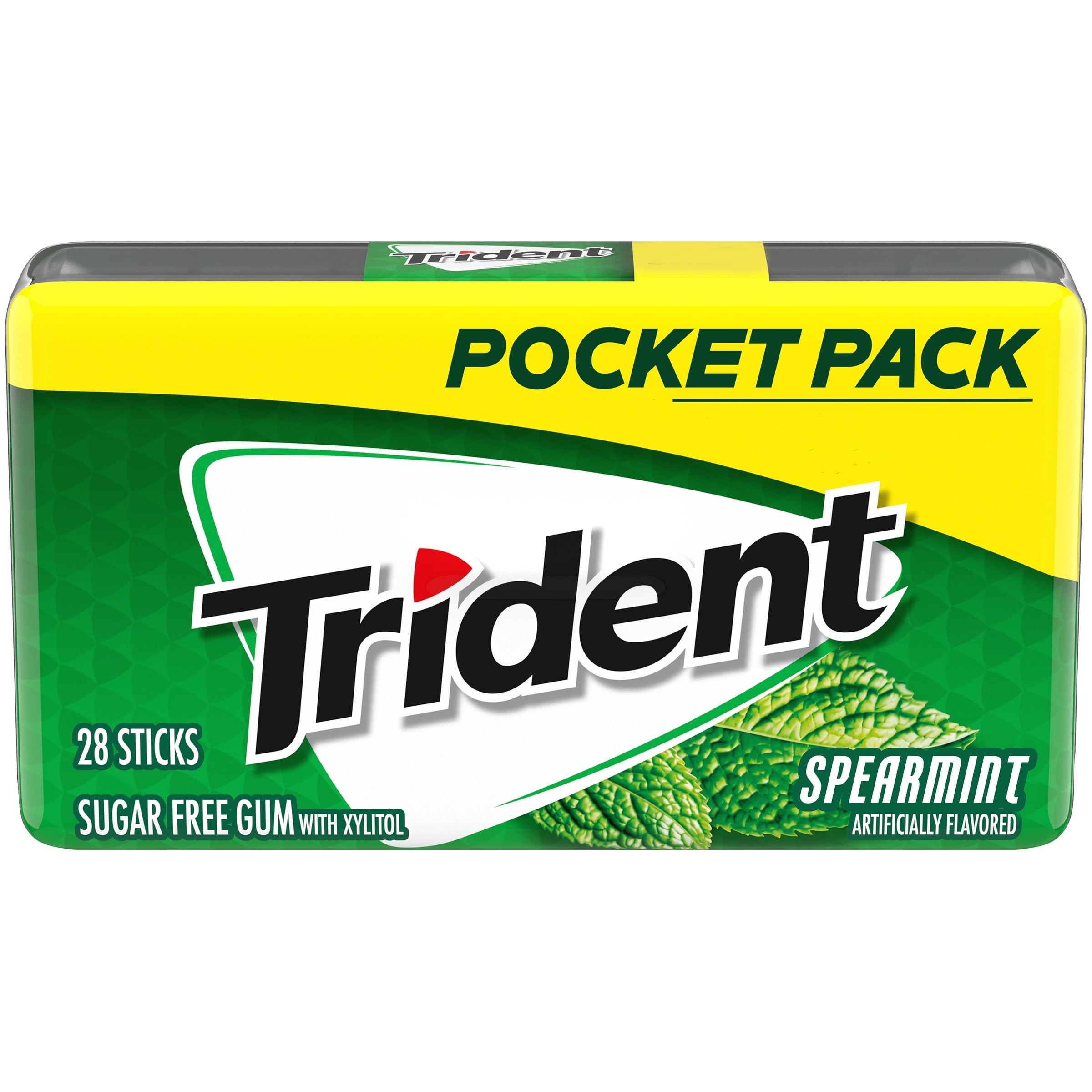 Trident Spearmint Sugar Free Gum, Nut Free, 28 Piece Pocket Pack ...