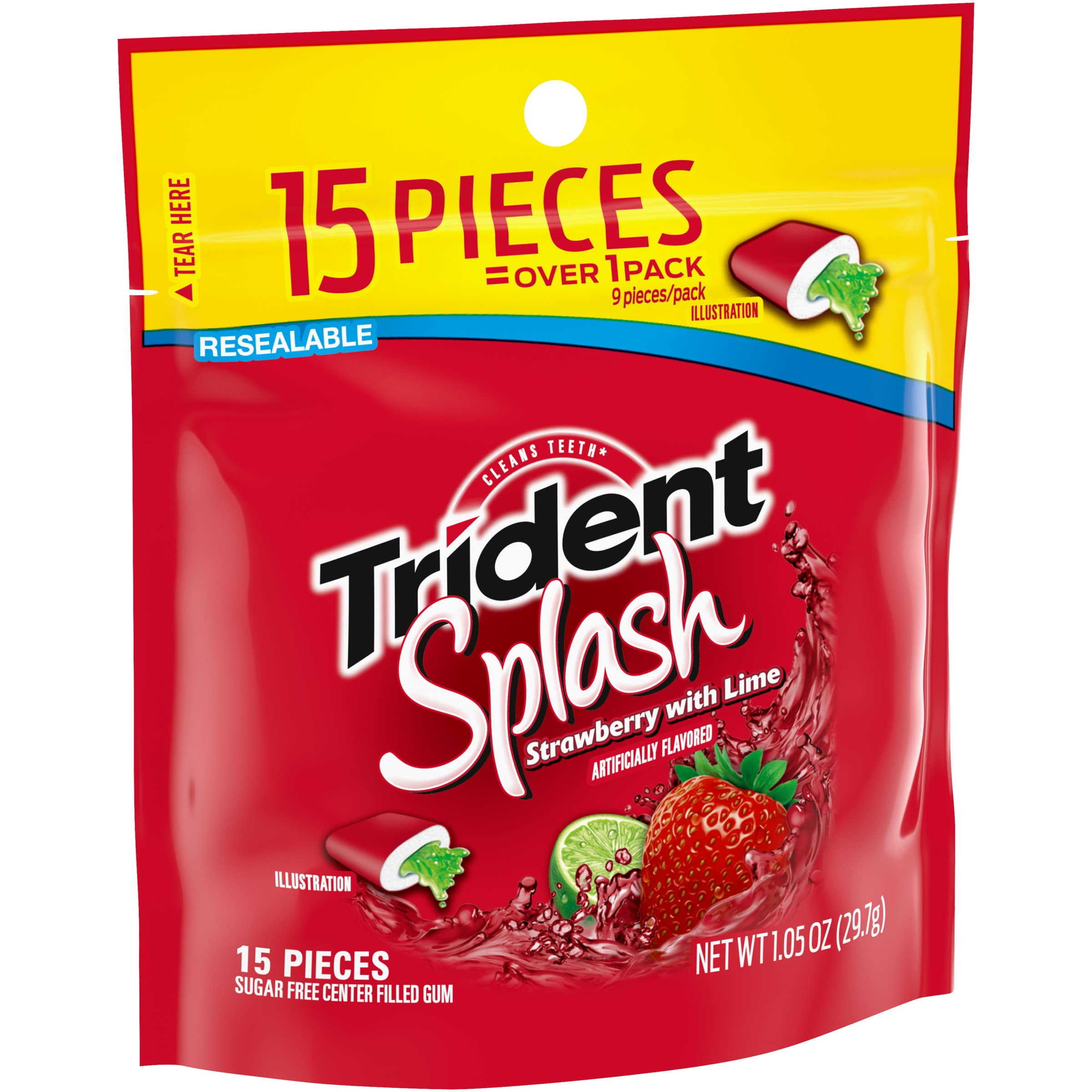 Trident Splash Strawberry with Lime (6-15 piece packs-90 pieces total ...