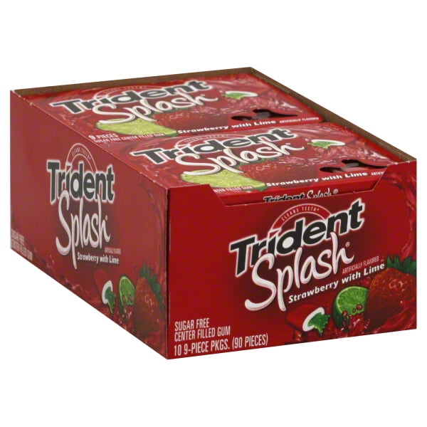 Trident Splash X Strawberry with Lime - Sugar Free Center Filled Gum ...