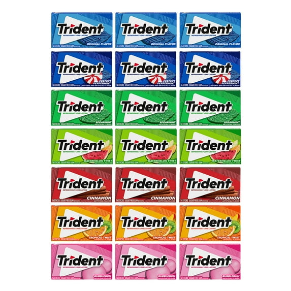 Trident Sugar-Free Chewing Gum ESF27 Variety Pack Candy, Assorted ...