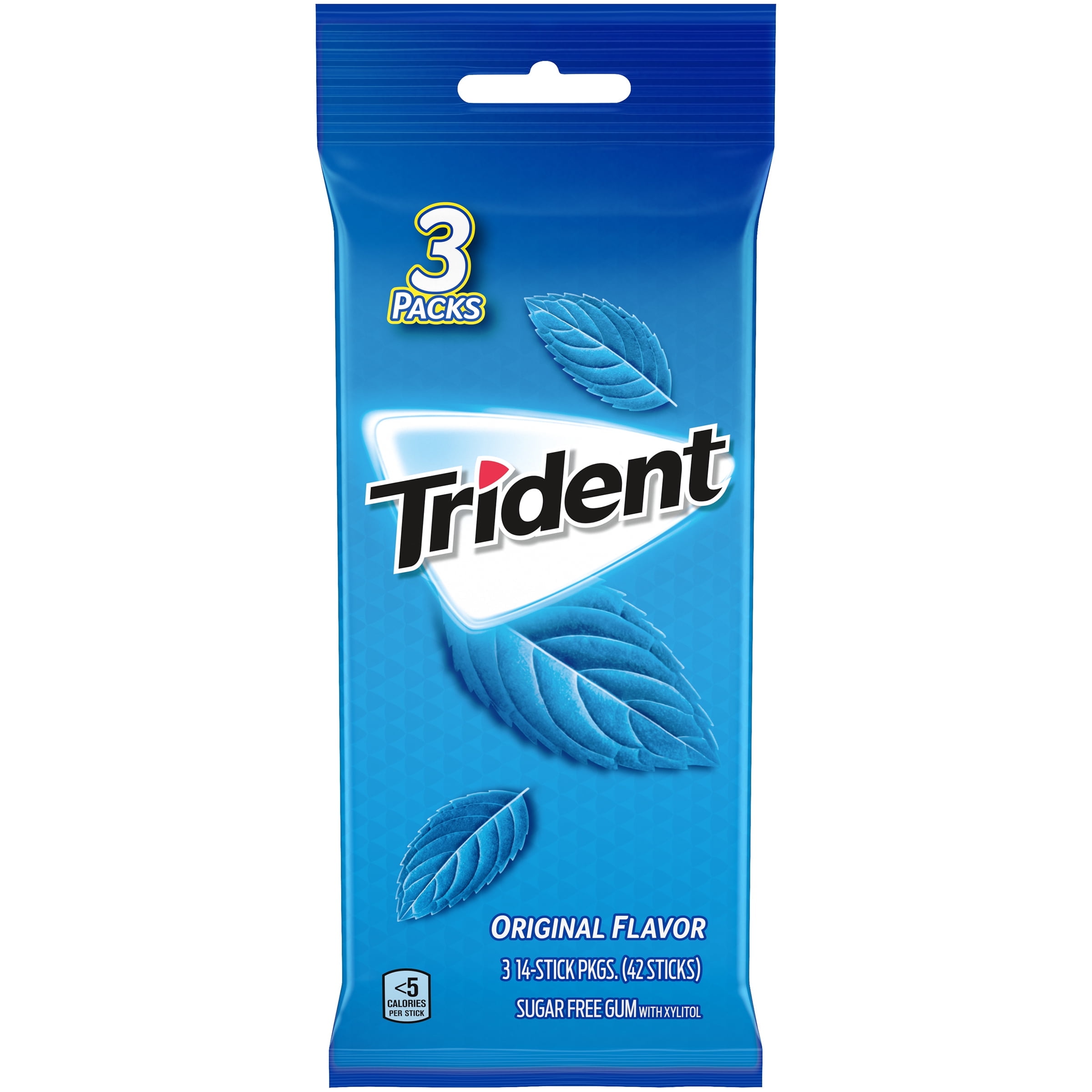 Trident Original Flavor Sugar Free Chewing Gum, 3 Packs of 14 Pieces ...