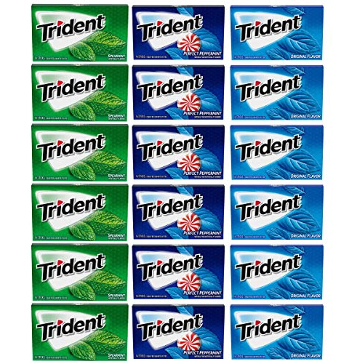 Trident Sugar Free Gum Variety Pack, Spearmint, Perfect Peppermint ...
