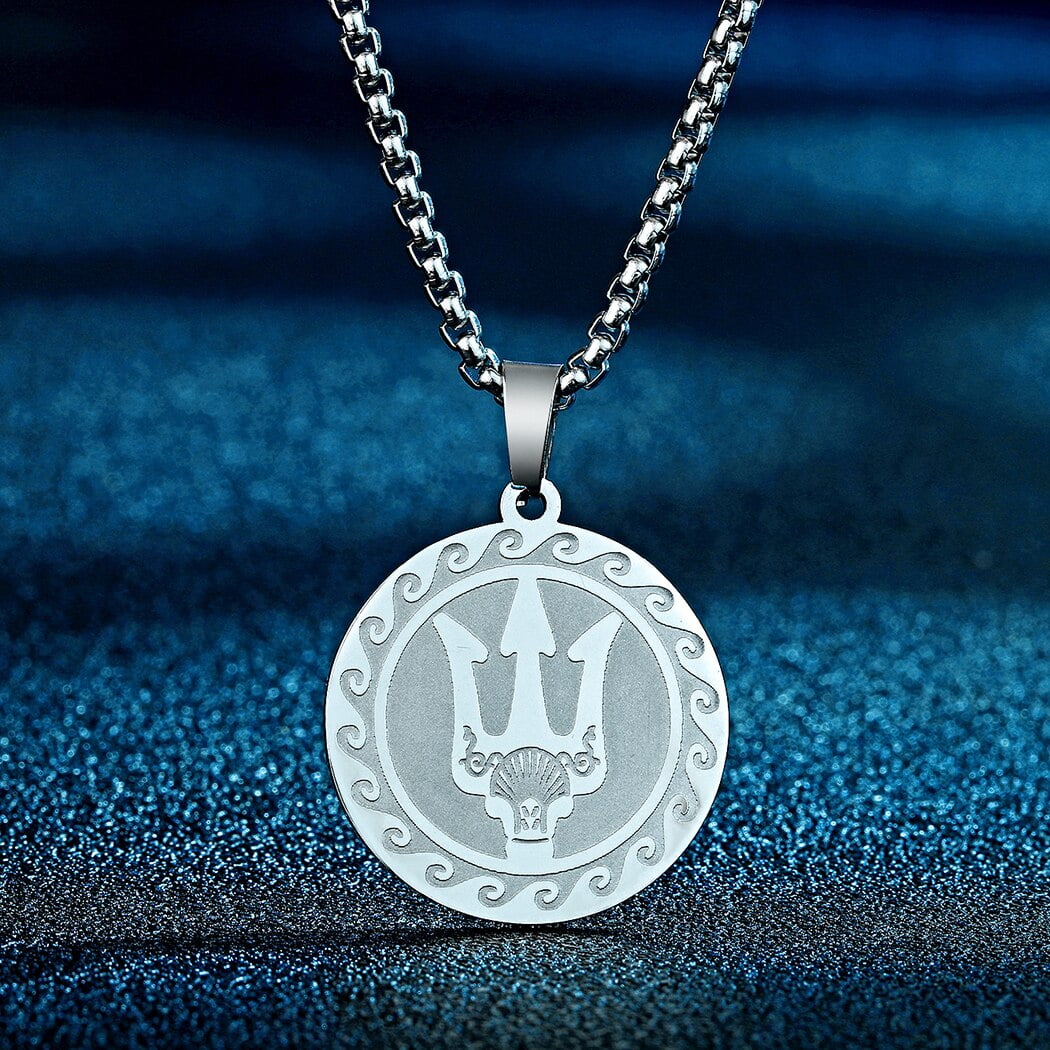 Trident Talisman Stainless Steel Necklace Poseidon Greek God of the Sea ...