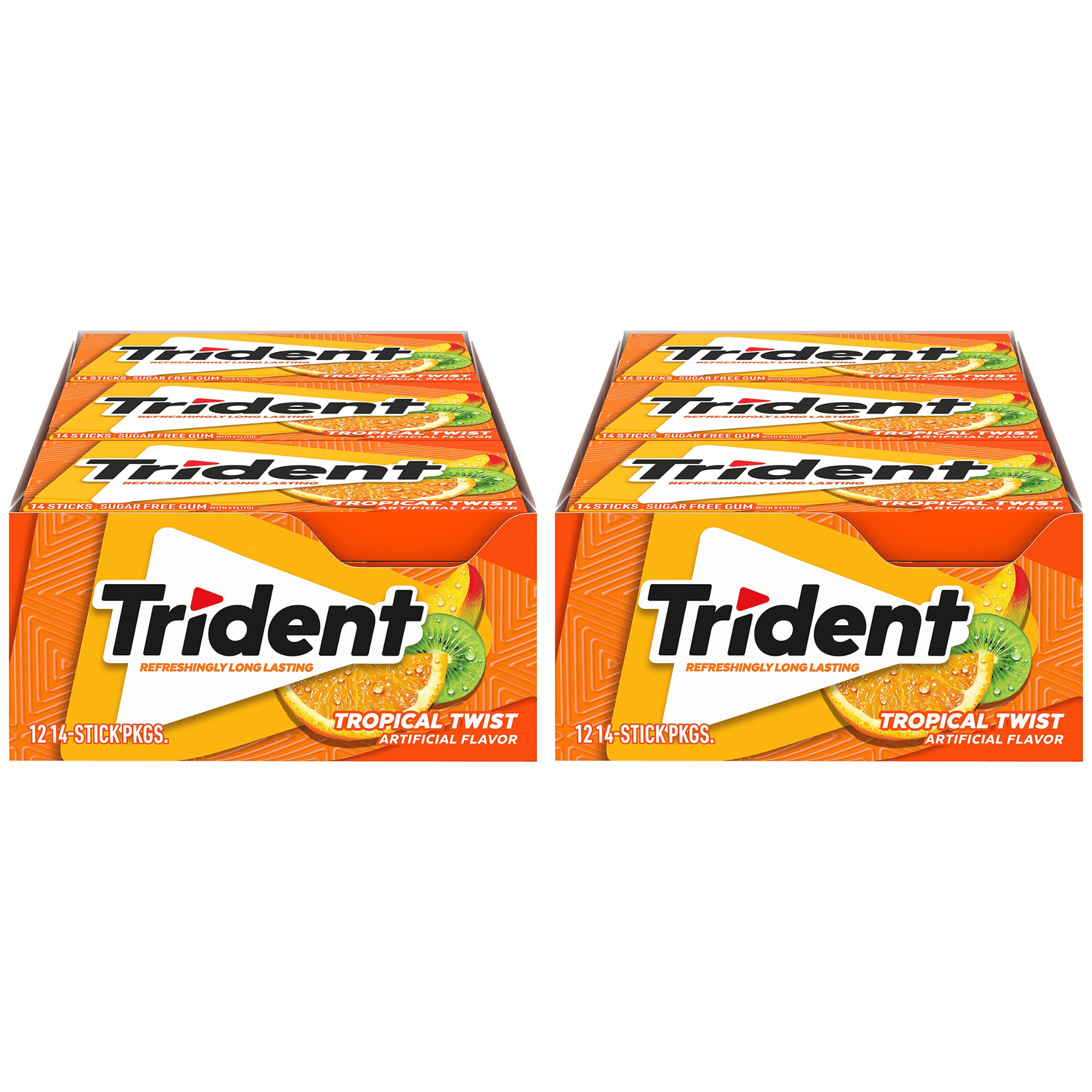 Trident Tropical Twist Sugar Free Gum, 24 Packs of 28 Pieces (336 Total ...