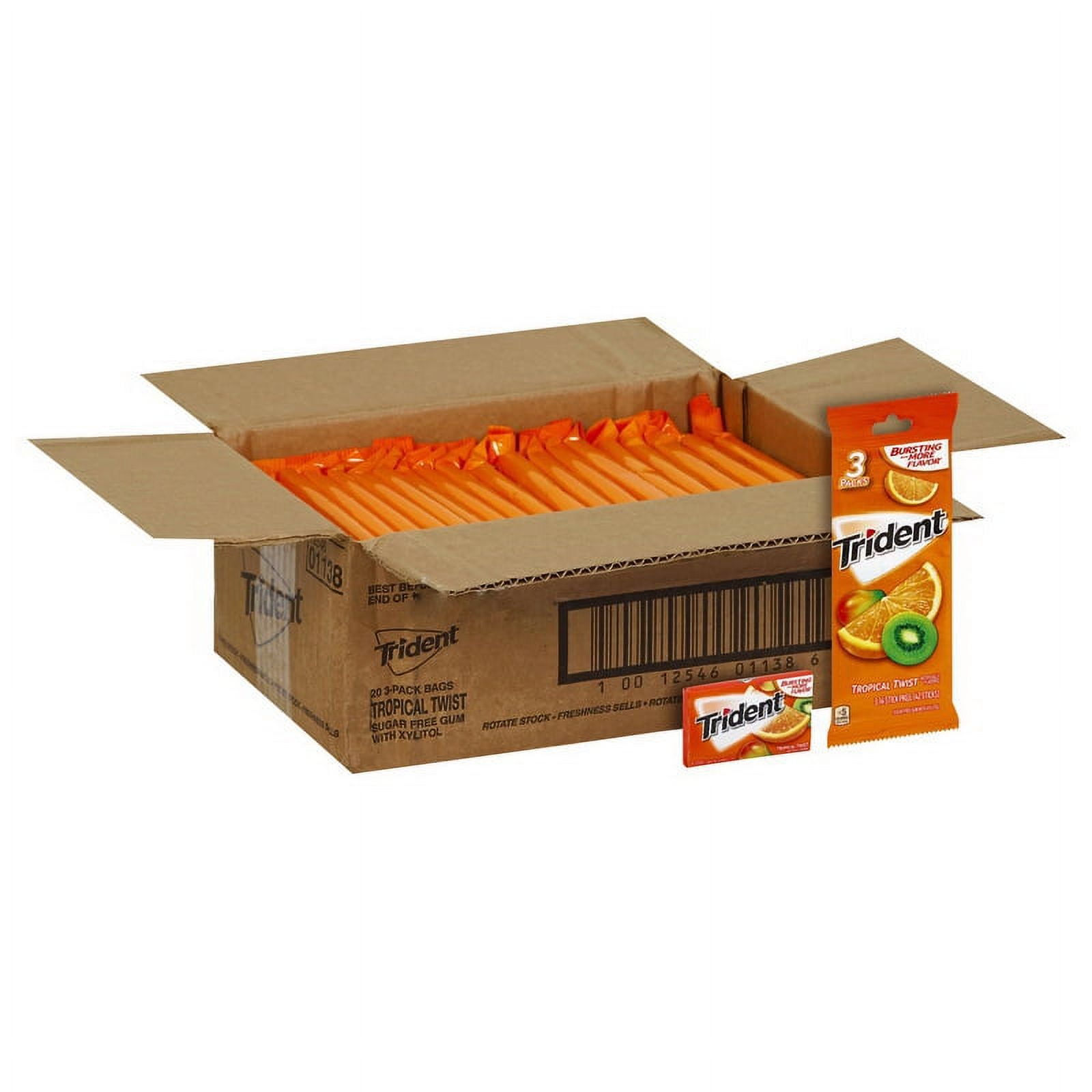 Trident Tropical Twist Sugar Free Gum for Office Breakroom - Walmart ...