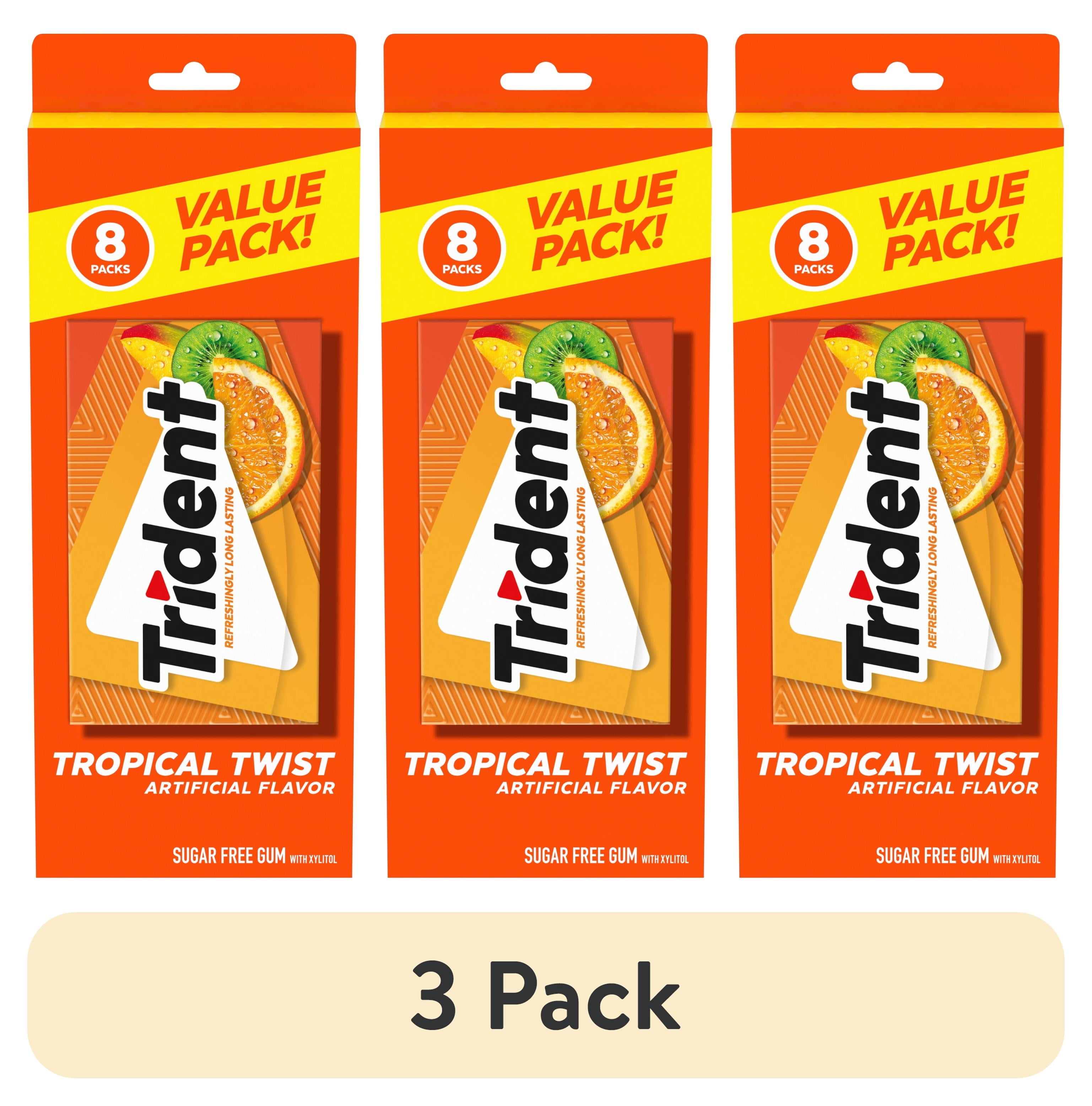 (3 pack) Trident Tropical Twist Sugar Free Gum, Value Pack, 8 Packs of ...