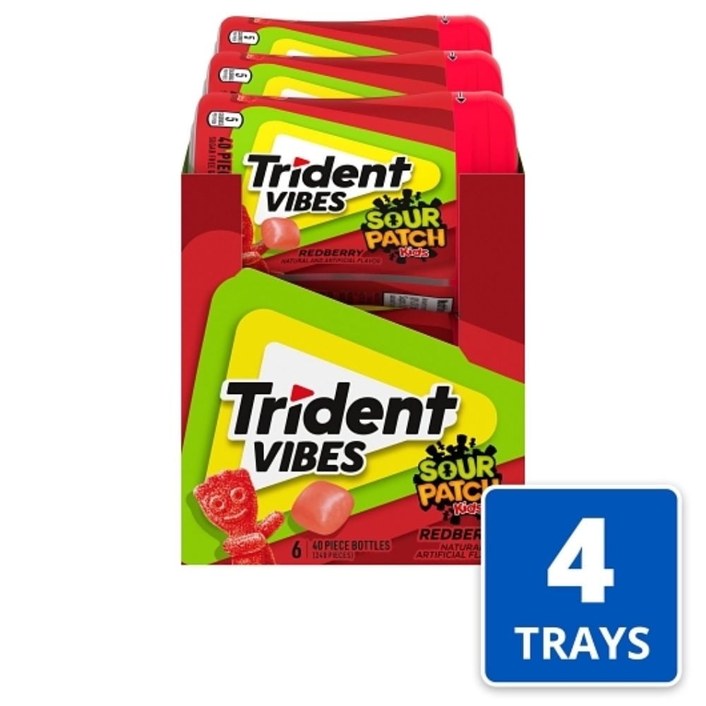Trident Vibes Gum Red Berry Shrink Pack 40 Load, 40 Count, 6 Per Box, 4 ...
