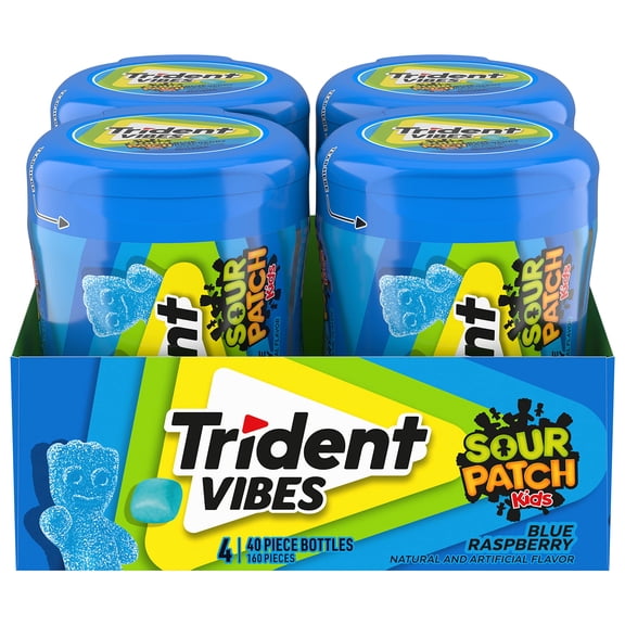Trident Vibes SOUR PATCH KIDS Blue Raspberry Sugar Free Gum, 6 - 40 ...