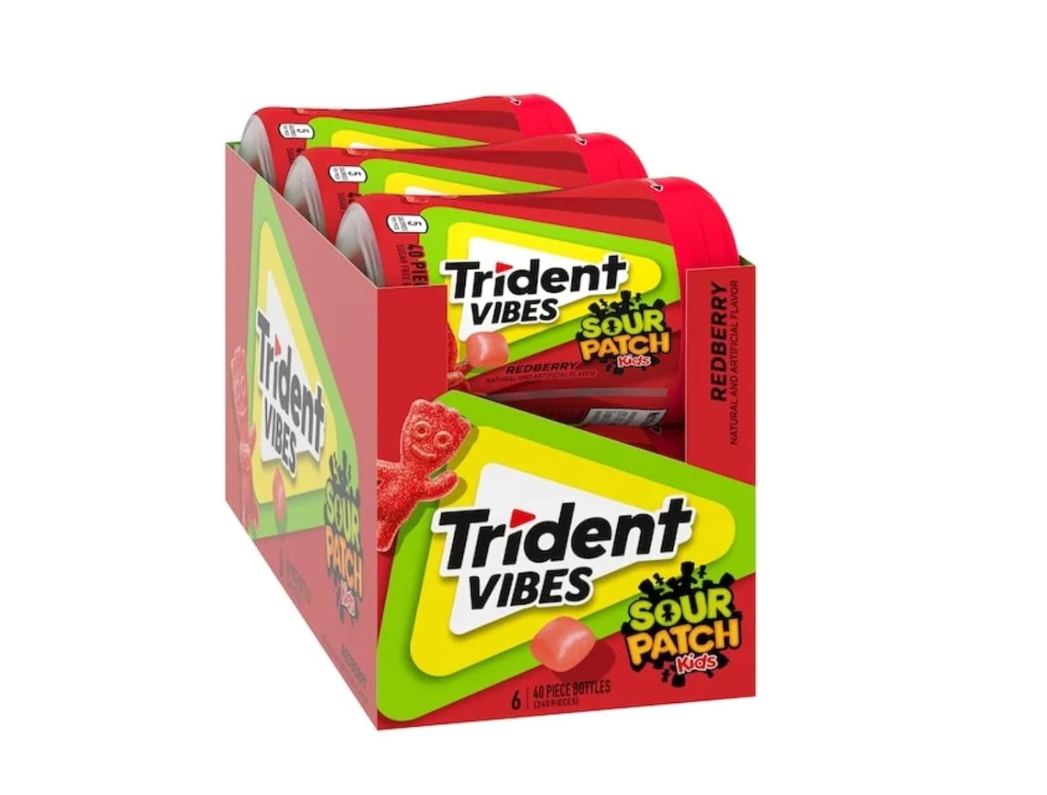 Trident Vibes SOUR PATCH KIDS Redberry Sugar Free Gum, 6-40 Piece ...
