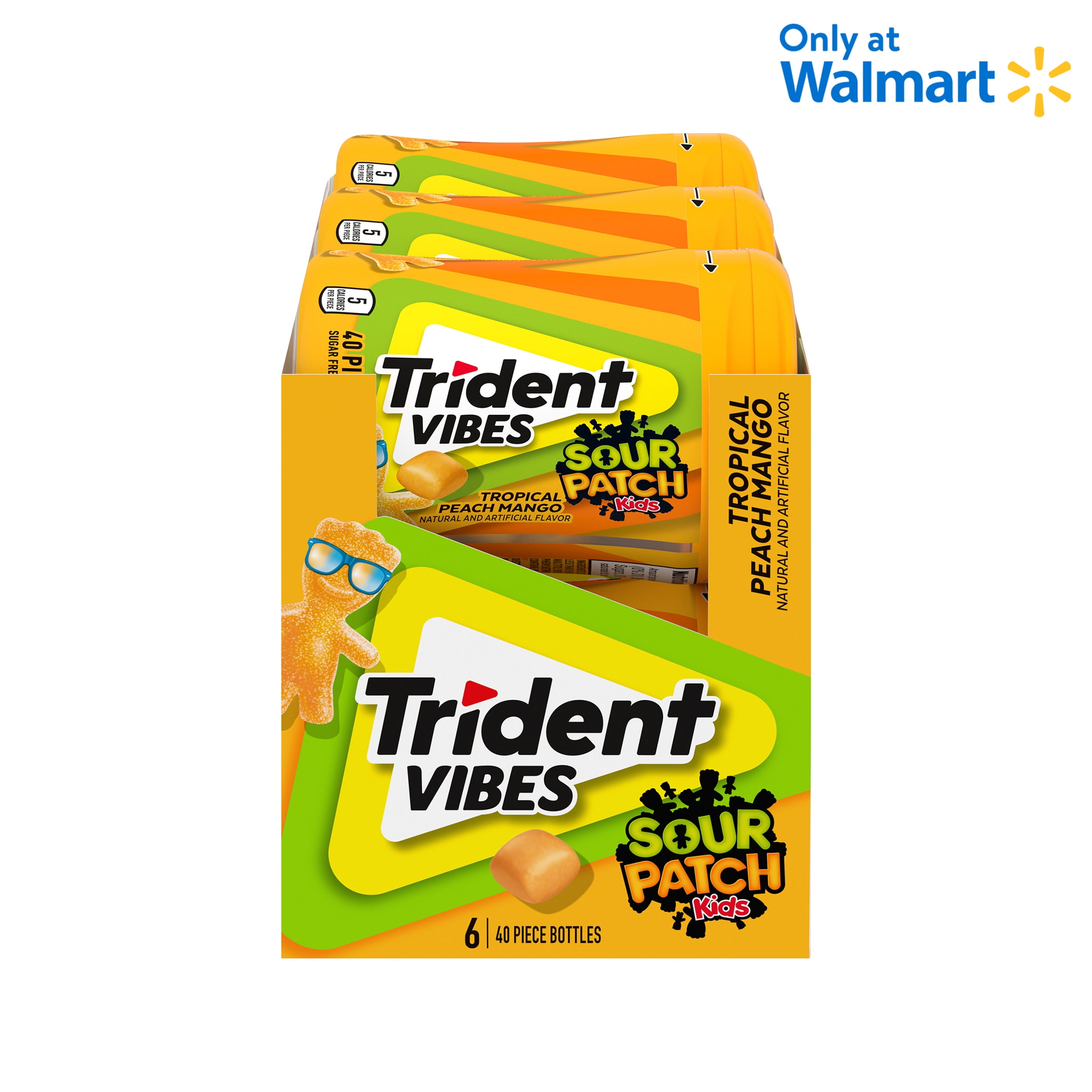Trident Vibes SOUR PATCH KIDS Tropical Peach Mango Gum, 240 Pieces ...