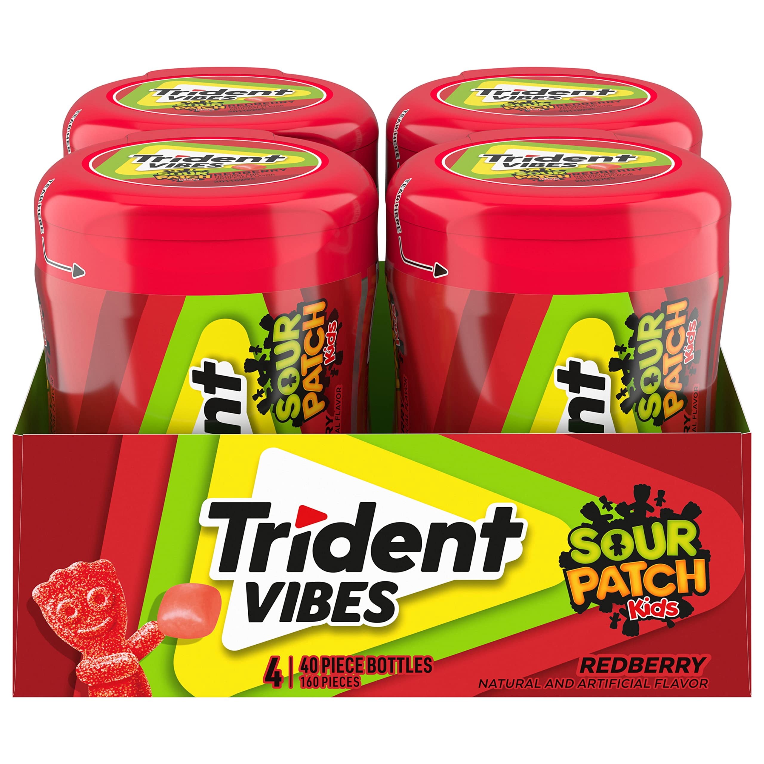 Trident Vibes Sour Patch Kids Redberry Gum, Sugar Free, 160 Pieces ...