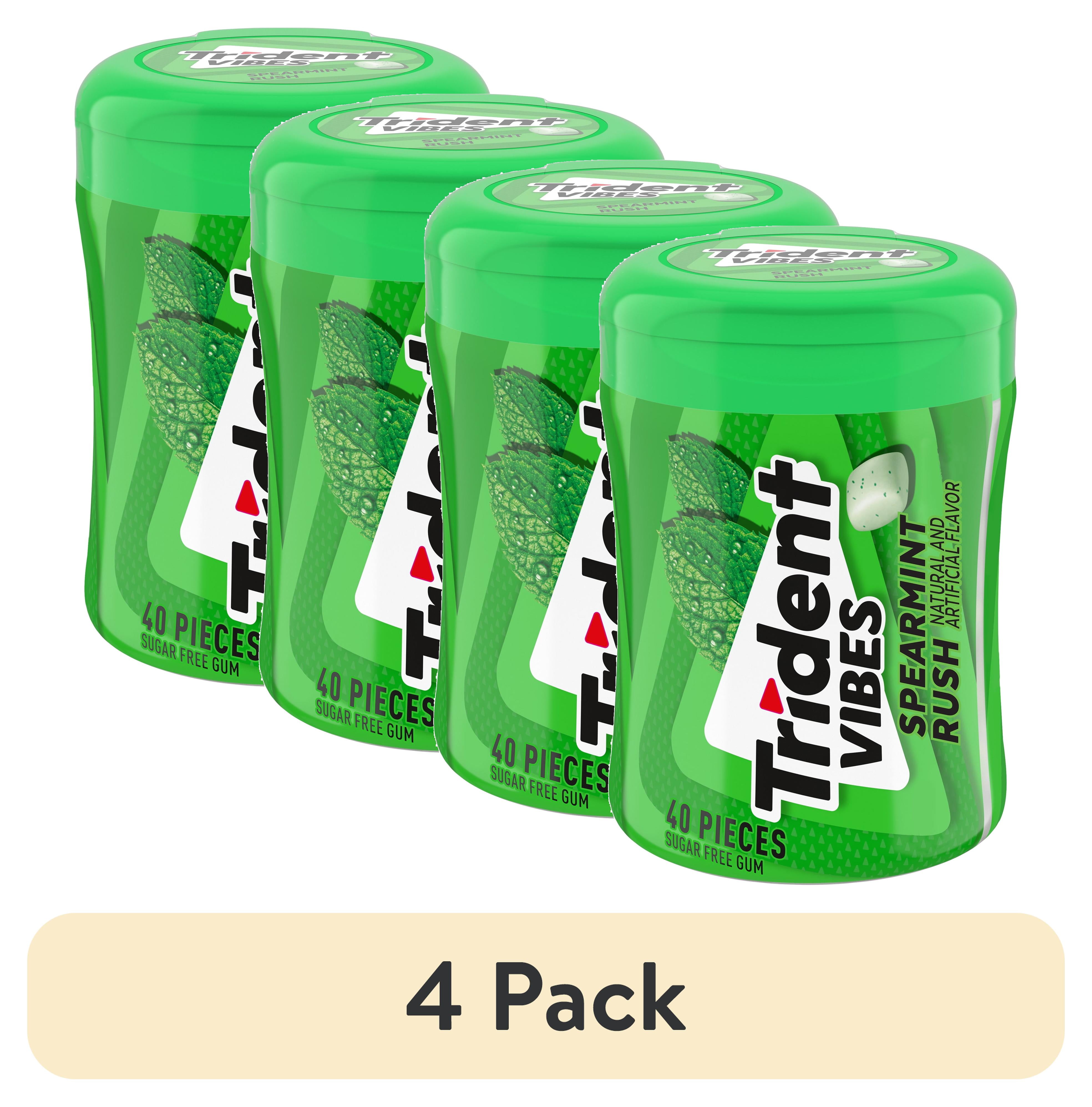 (4 pack) Trident Vibes Sugar Free Gum, Spearmint Rush, Regular Size, 40 ...