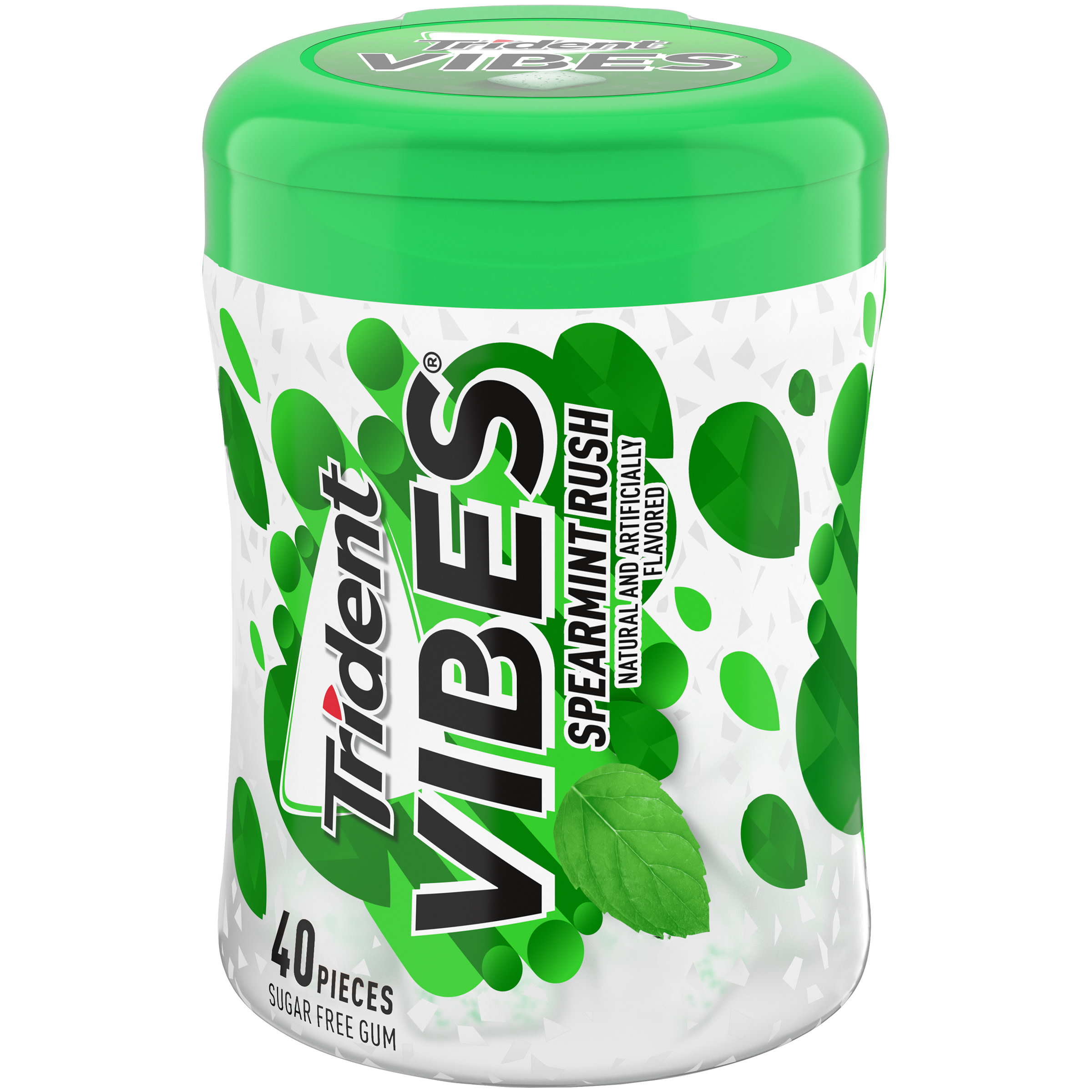 Trident Vibes Spearmint Rush Sugar Free Gum, 6 Bottles of 40 Pieces ...