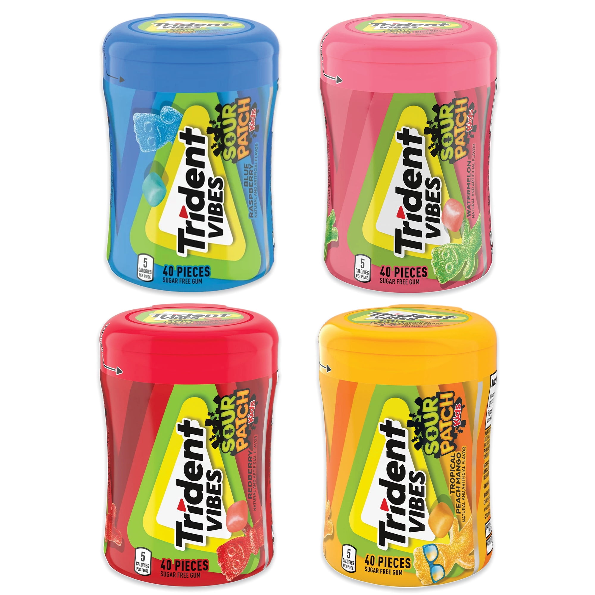 Trident Vibes Variety Pack of 4 Flavors- Tropical Gum, Watermelon, Blue ...