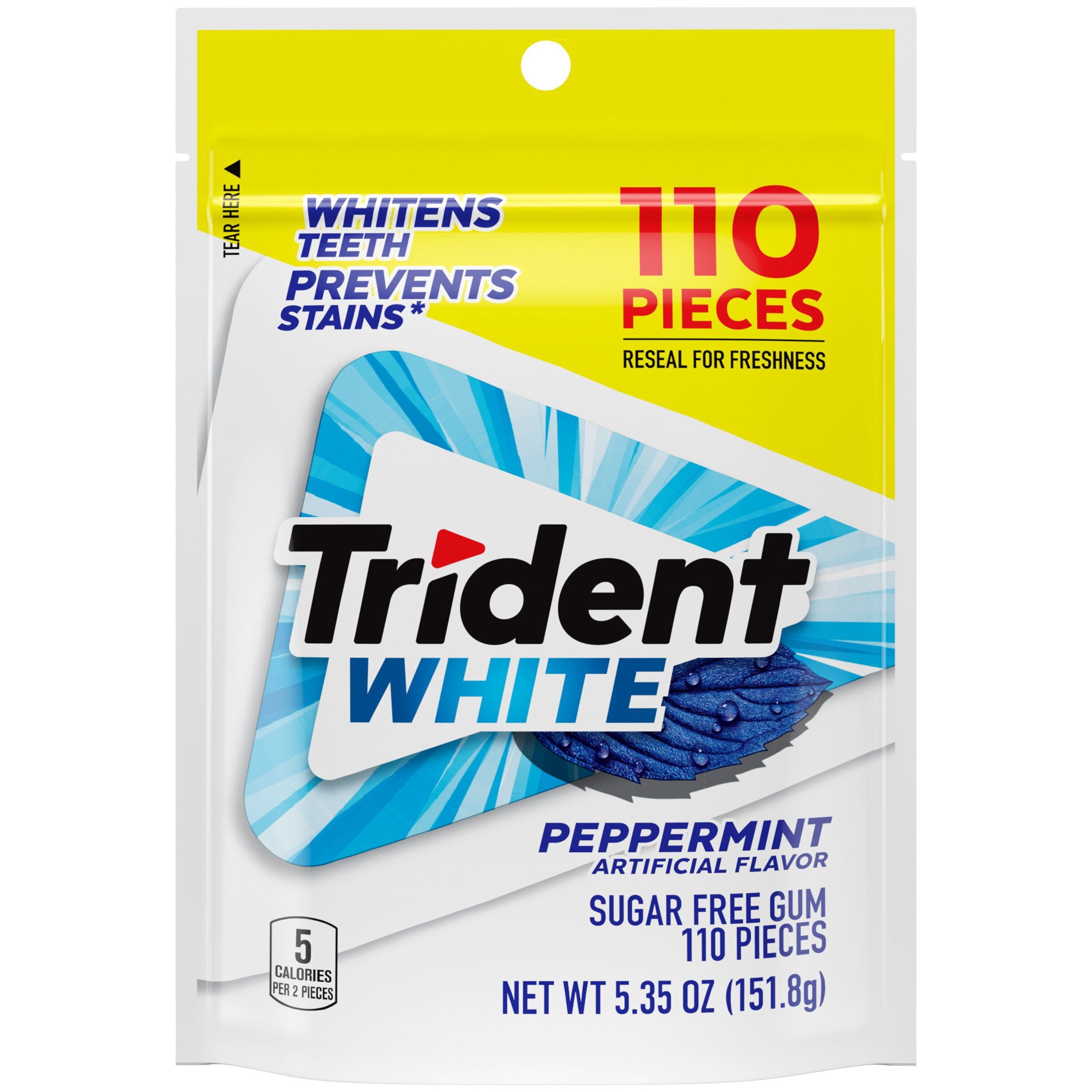 Trident White Peppermint Sugar Free Chewing Gum - 110 pc (Pack of 2 ...