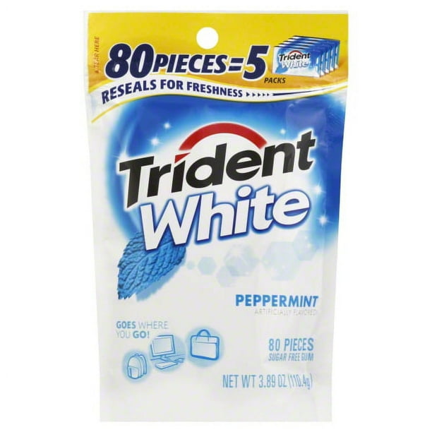 Trident White Peppermint Sugar Free Gum, 80 count - Walmart Business ...