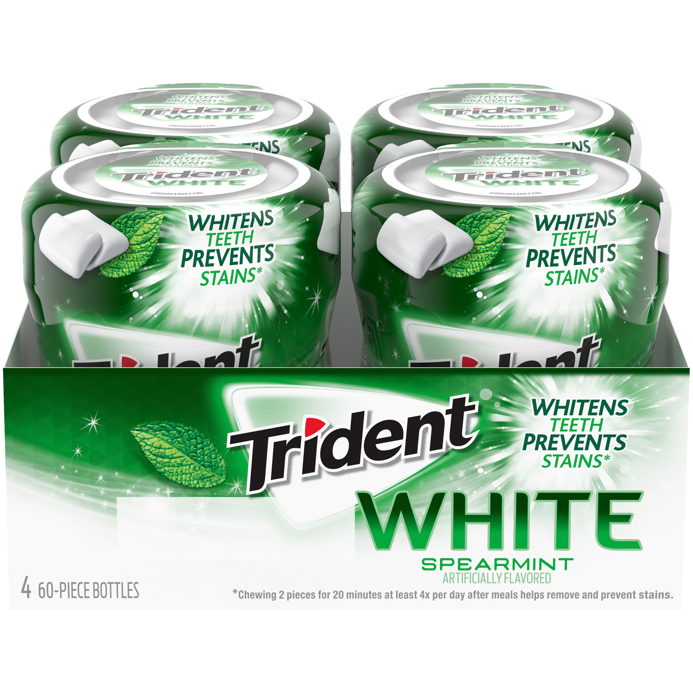 Trident Vibes Spearmint Rush Sugar Free Gum, 6 Bottles of 40 Pieces ...