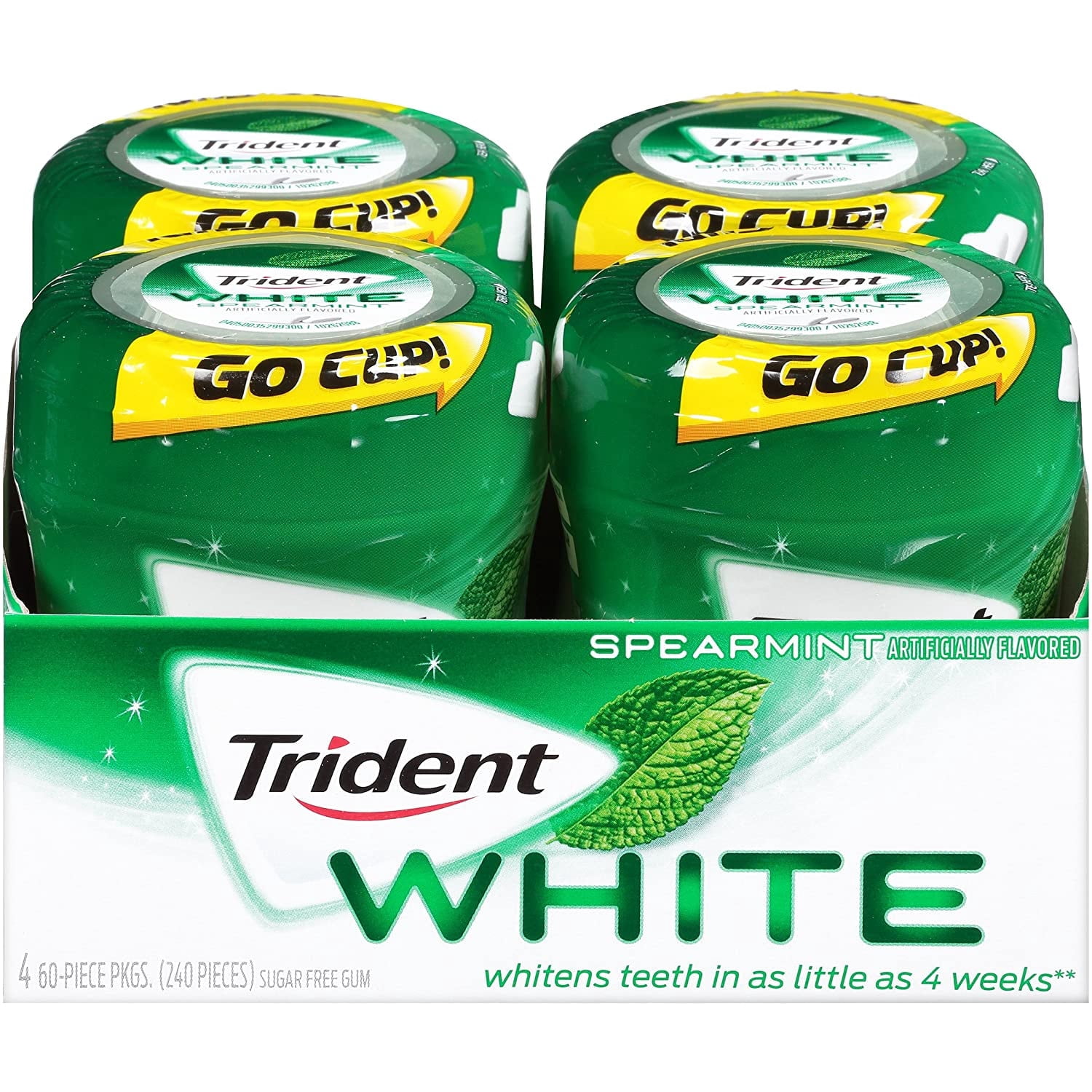 Trident White Sugar Free Gum (Spearmint, 60-Piece, 4-Pack) - Walmart.com