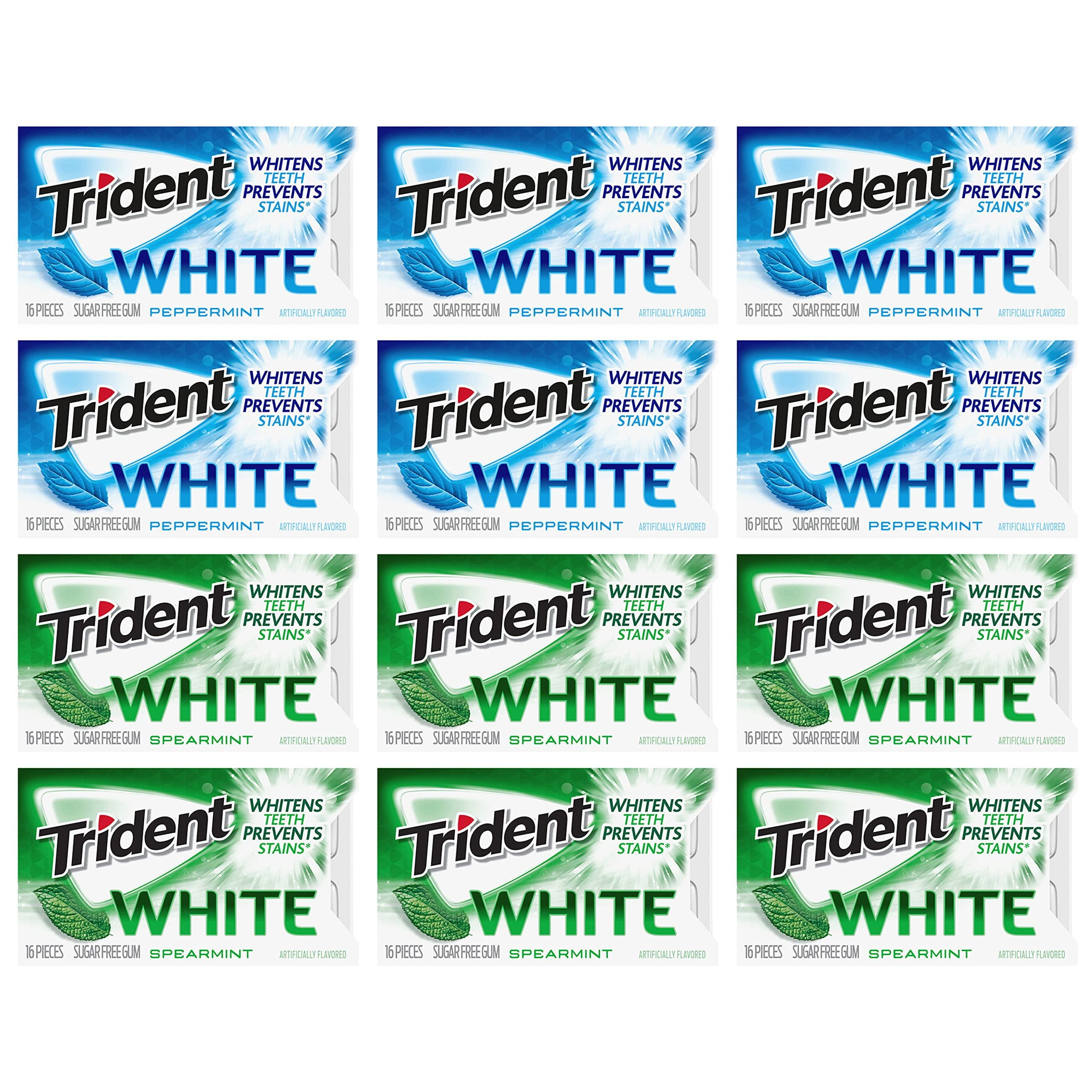 Trident White Sugar Free Gum Variety Pack, Peppermint & Spearmint ...
