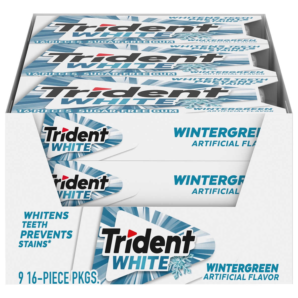 Trident Mint Sugar Free Whitening Gum, Wintergreen, 144 Pieces (9 Packs ...