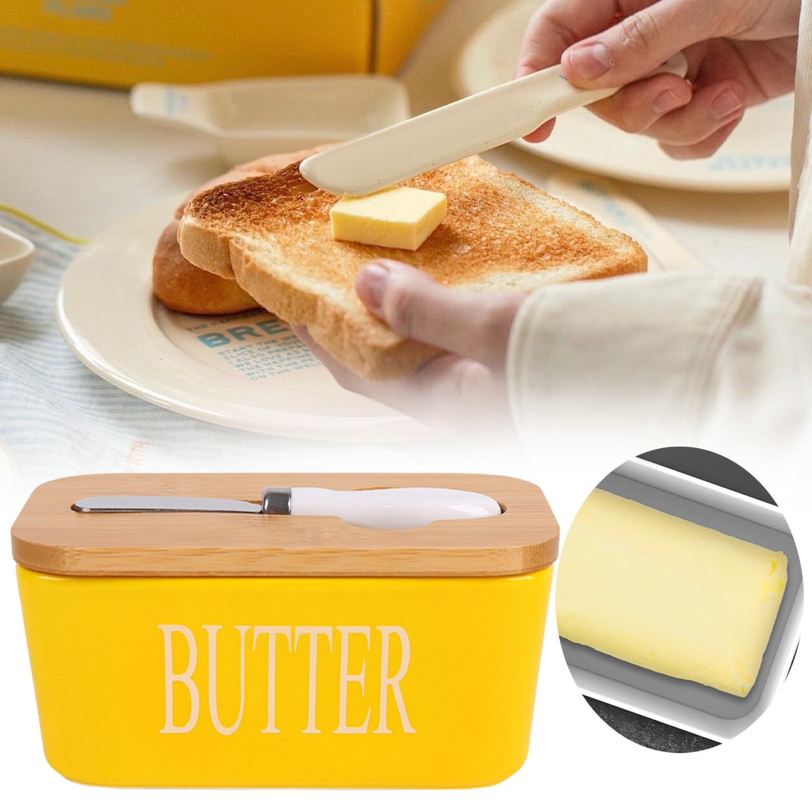 Butter Dish With Lid | Ceramic Butter Dish With | Large 600ml Capacity ...