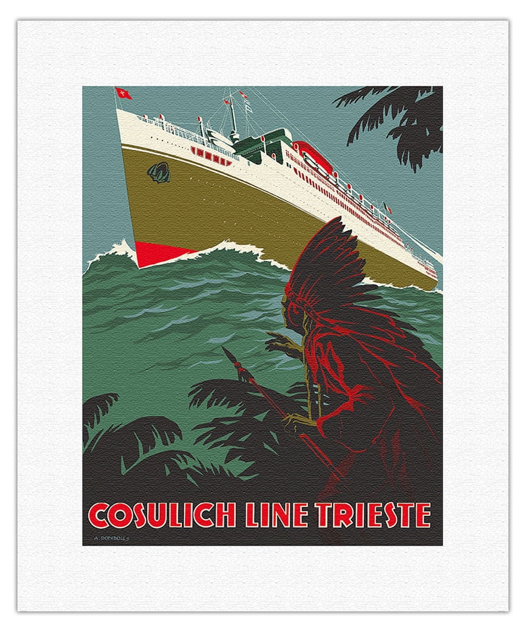 Trieste Italy - The Cosulich Line - Vintage Ocean Liner Travel Poster ...