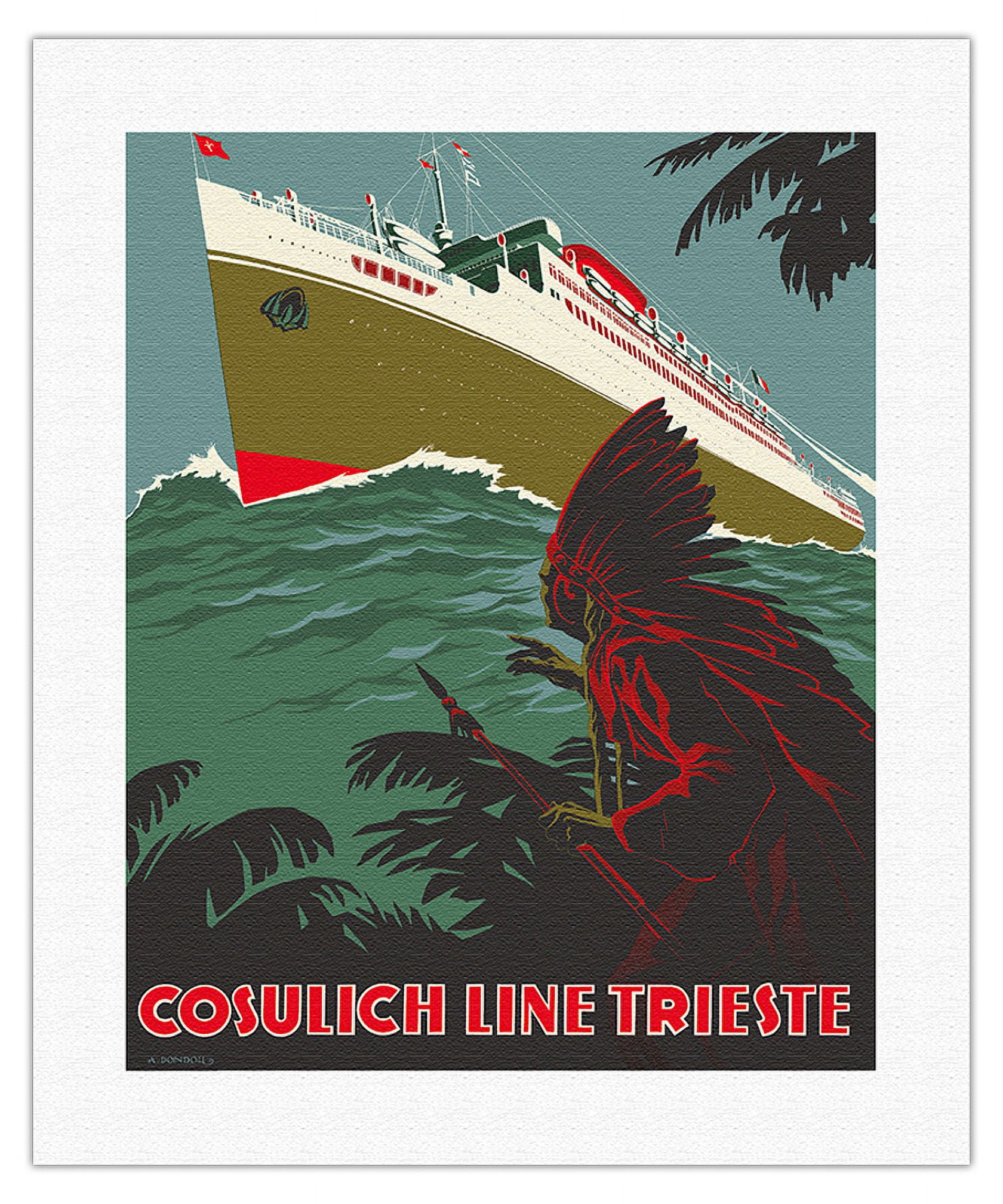 Trieste Italy - The Cosulich Line - Vintage Ocean Liner Travel Poster ...