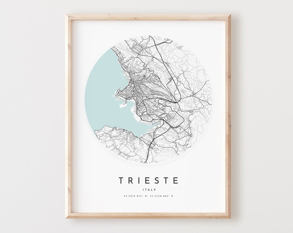 Trieste Map Print, Trieste Map Poster City Wall Art, Trieste Road Map, Trieste Print Street Map ...