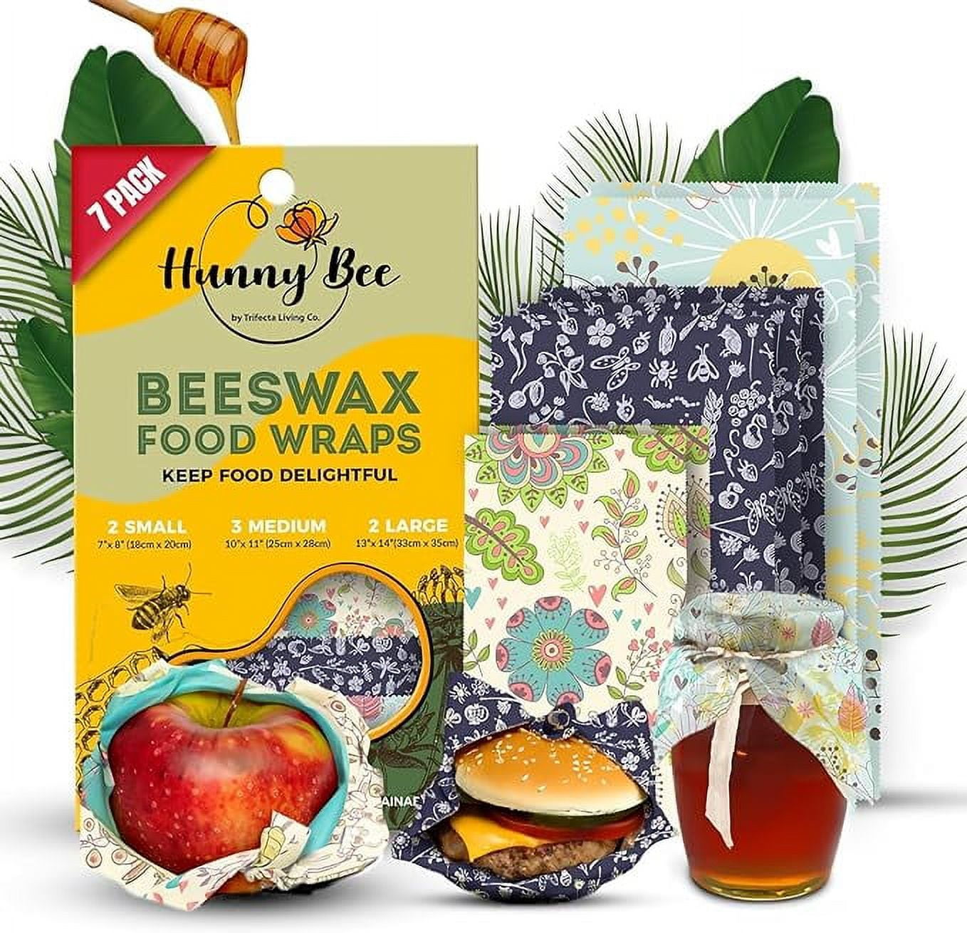 Trifecta Living Co. Versatile Beeswax Wraps,Set of 7-Fresh Food Keeper ...