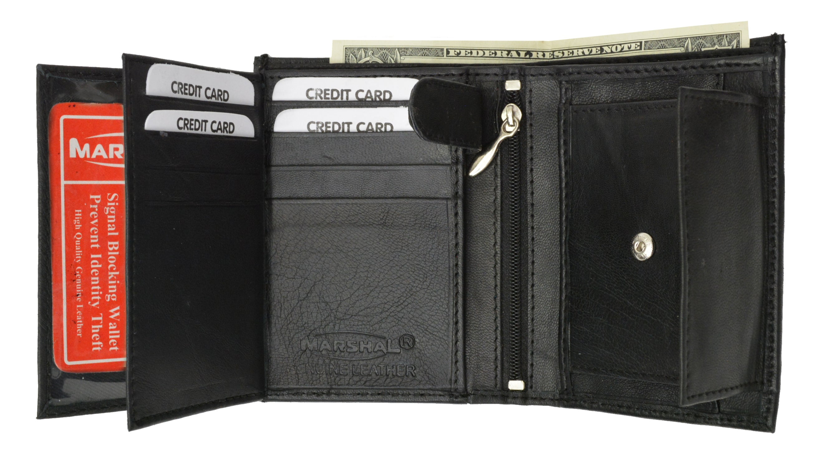 Trifold Billfold RFID Blocking Cowhide Leather Wallet for Men 10 Card ...