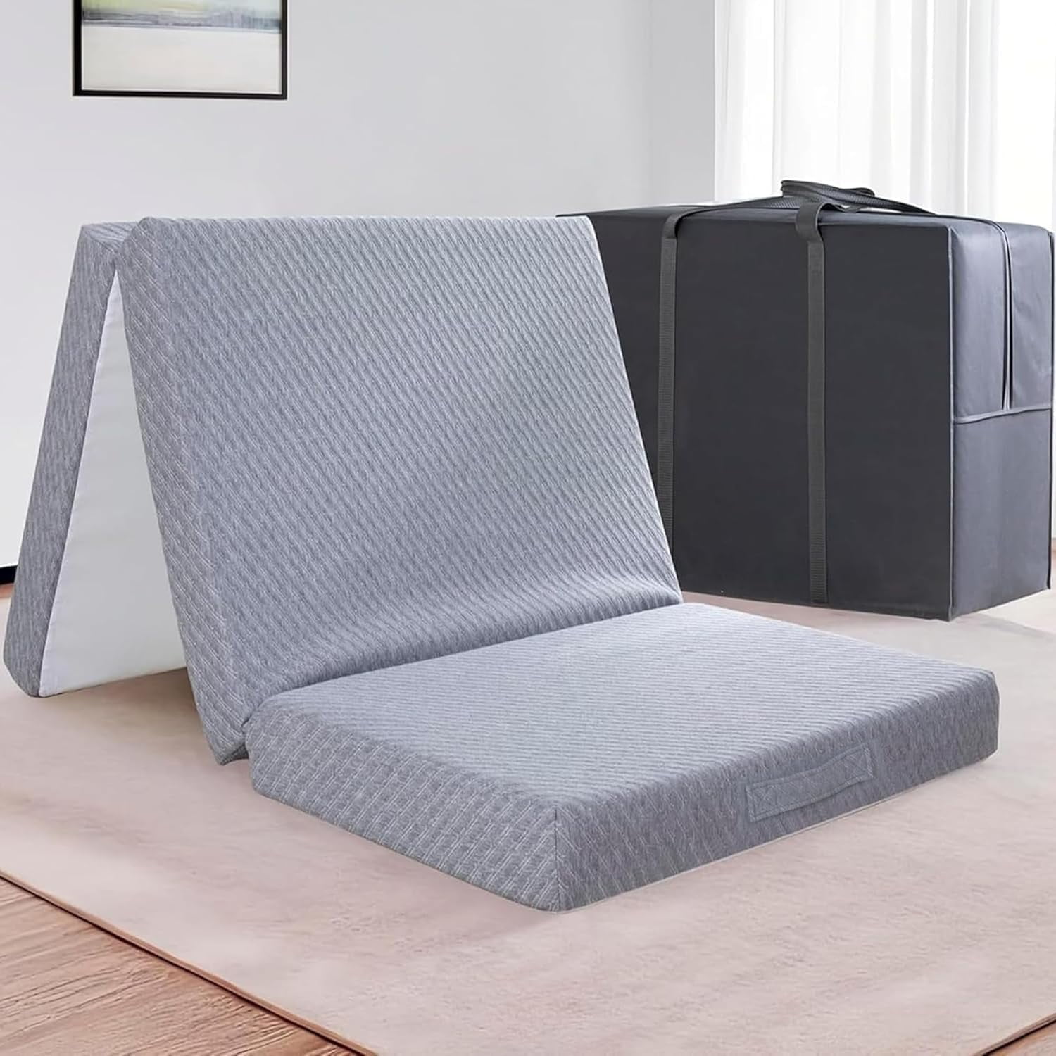 Trifold Mattress Twin Size 4 Inch Adjustable Softness Gel Memory Foam ...