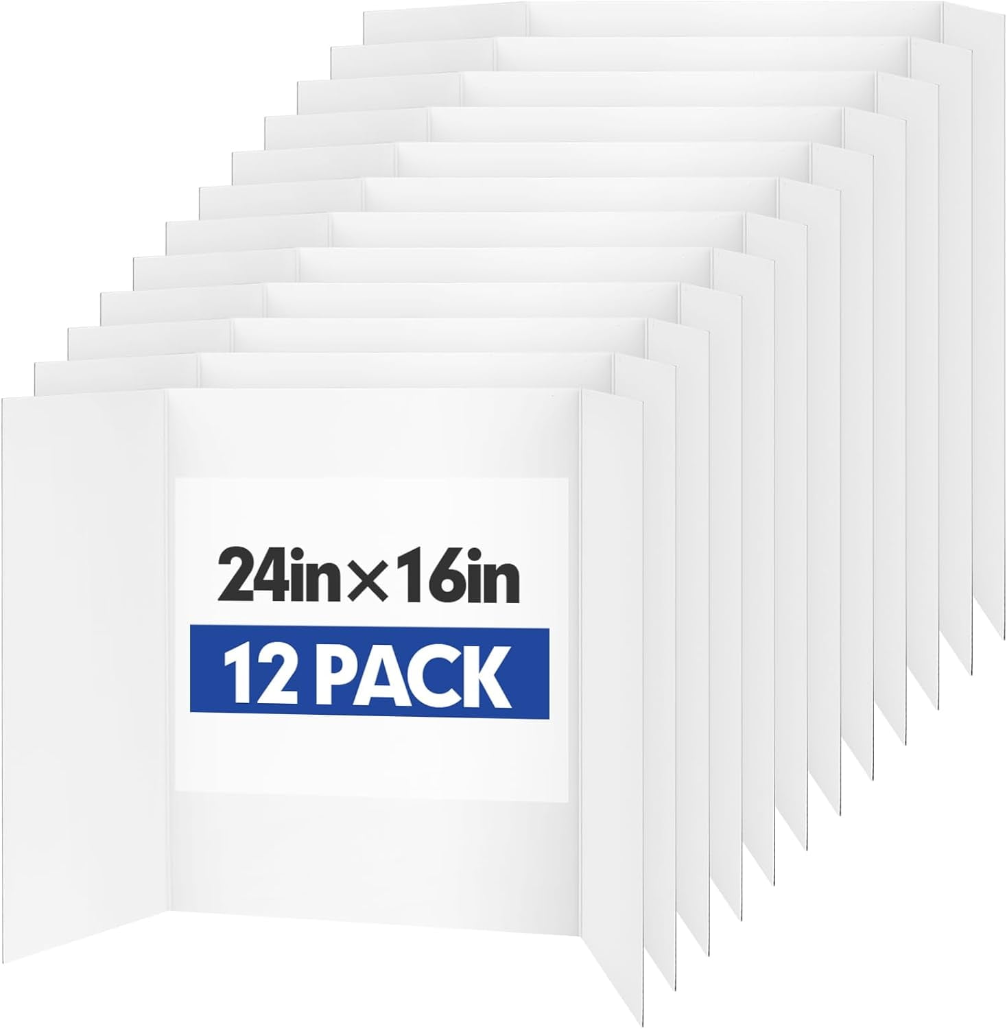 Trifold Poster Board,12 Pack 24" x 16" White Corrugated Poster Boards ...