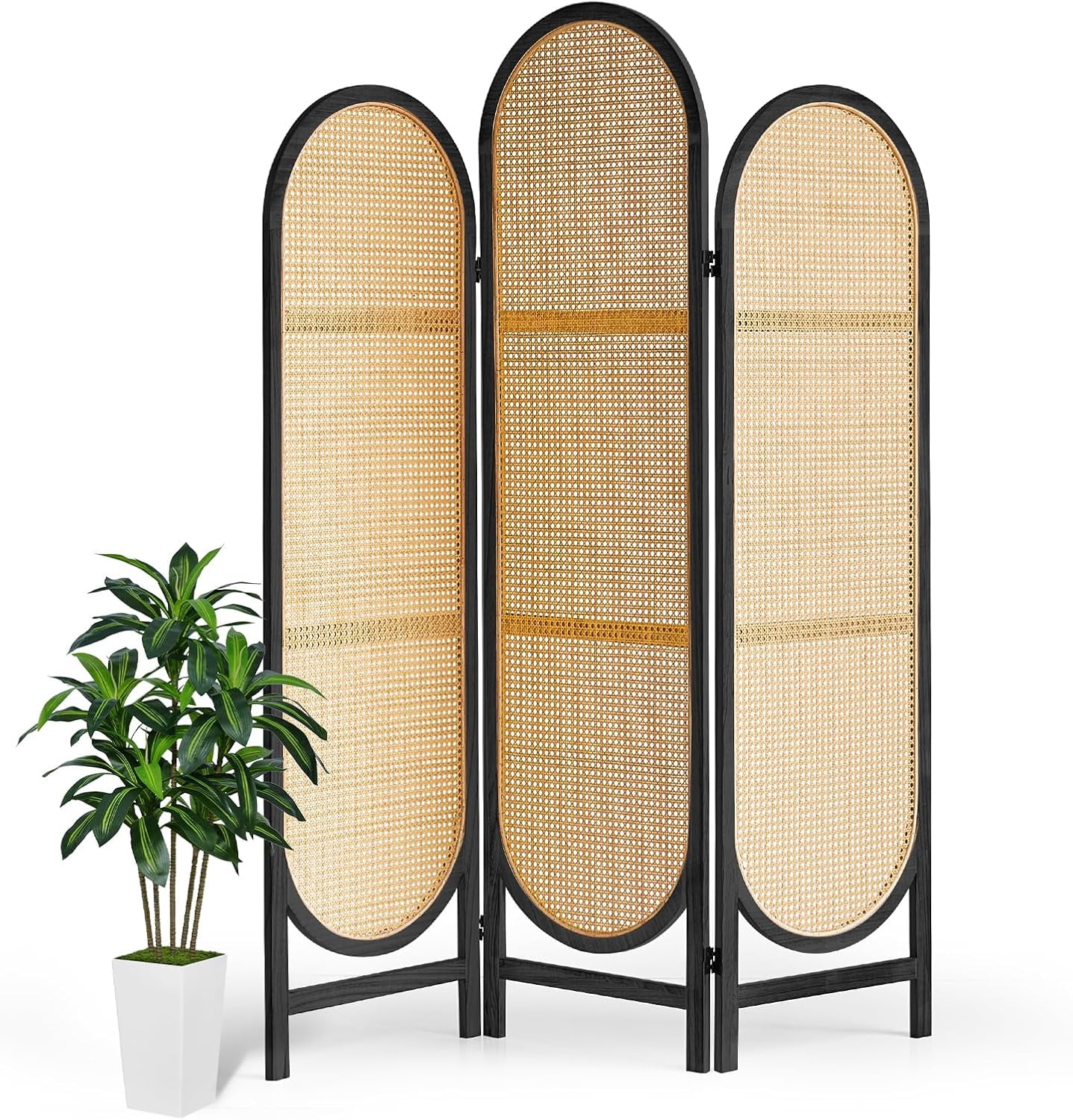 Trifold Room Divider 3 Panel, Folding Room Divider Panel, Rattan ...