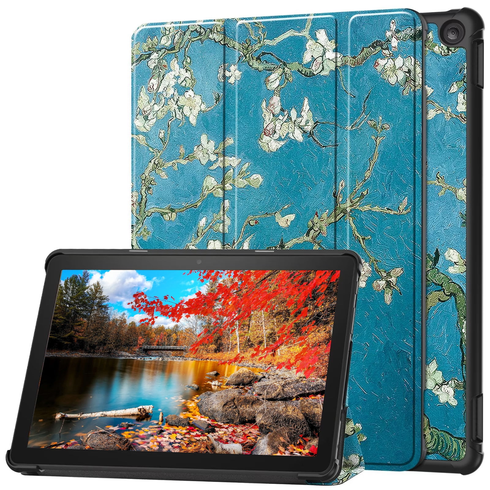 Trifold Stand Cover Case for All-New Amazon Fire HD 10 Tablet PU ...