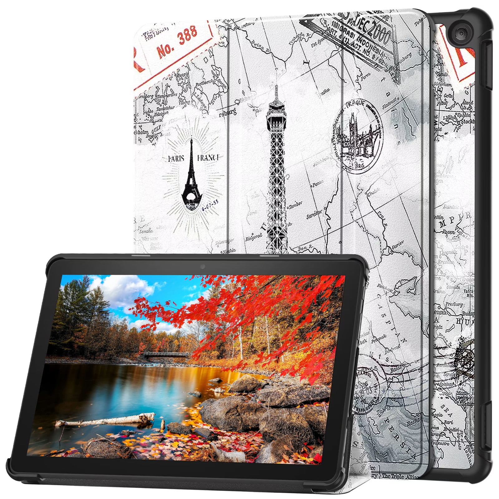 Trifold Stand Cover Case for All-New Amazon Fire HD 10 Tablet PU ...