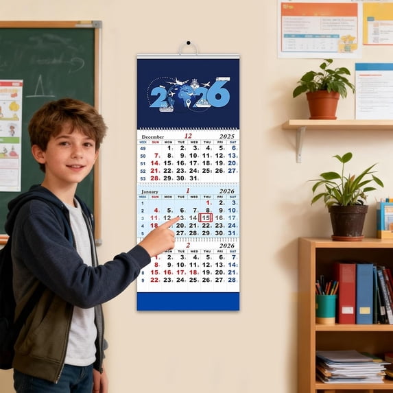 Trifold Wall Calendar 2026 | Large Monthly Planner, 3-Month Views ...