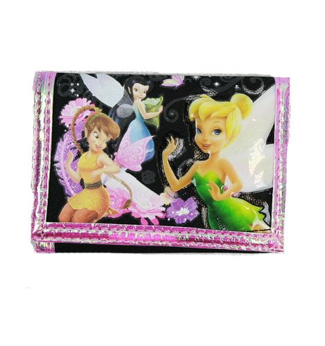 Disney Kids Trifold Wallet - Tinkerbell, Black, Velcro Closure ...