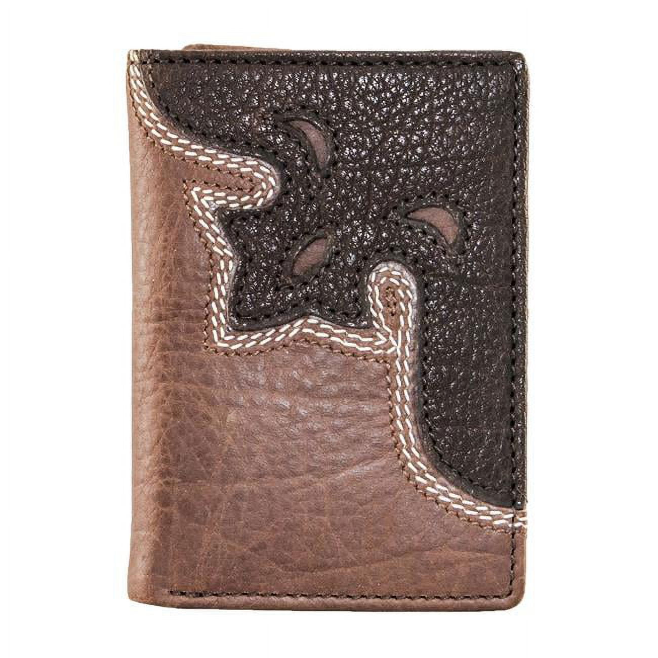 Trifold Wallet with Western Corner Overlay & Embroidery Accent ...