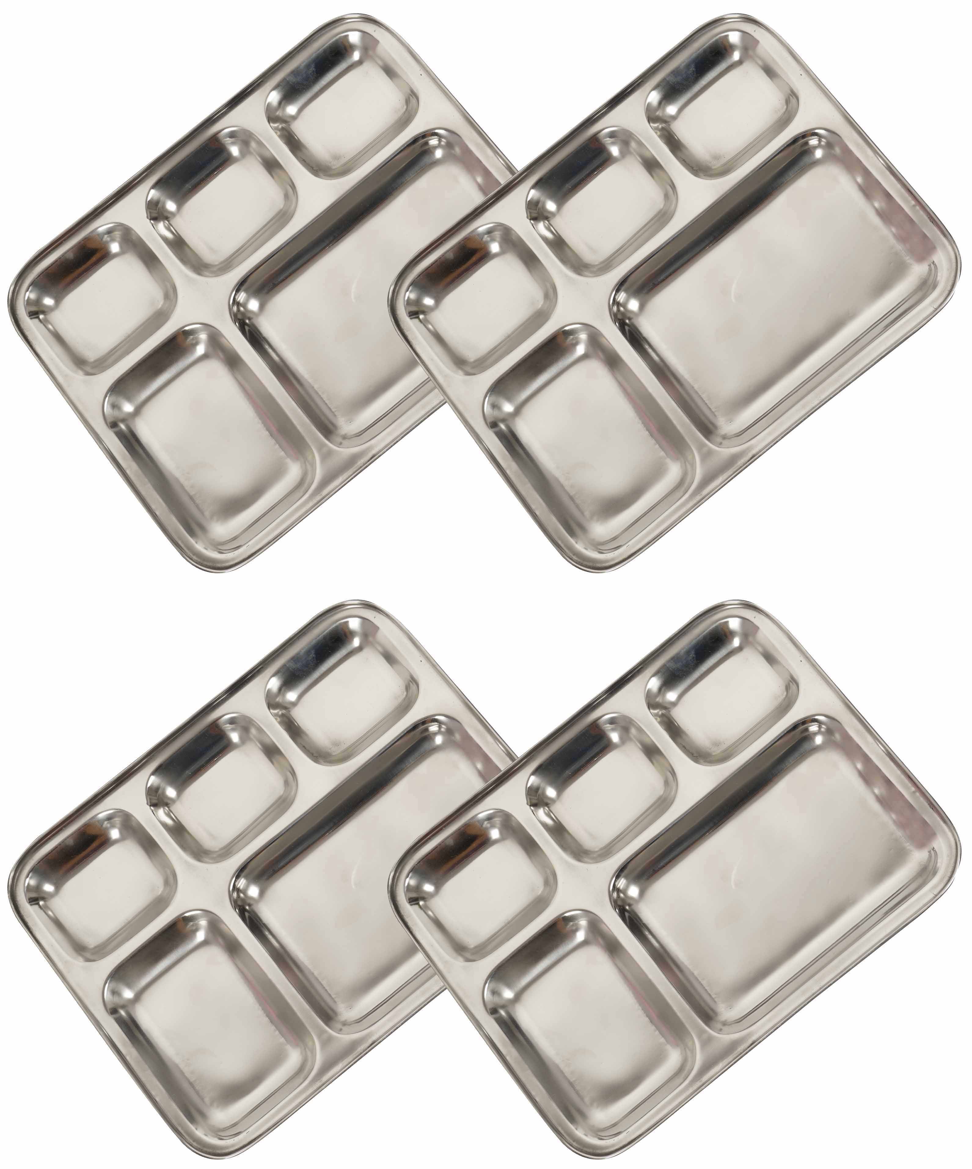 Trifri Stainless Steel Dinner Plate Heavy Weight Indian Dinner Thali 5 ...