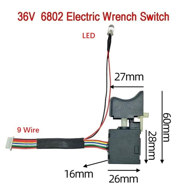 Trigger Switch With Light 36V 9wire Cordless Electric Wrench Switch ...