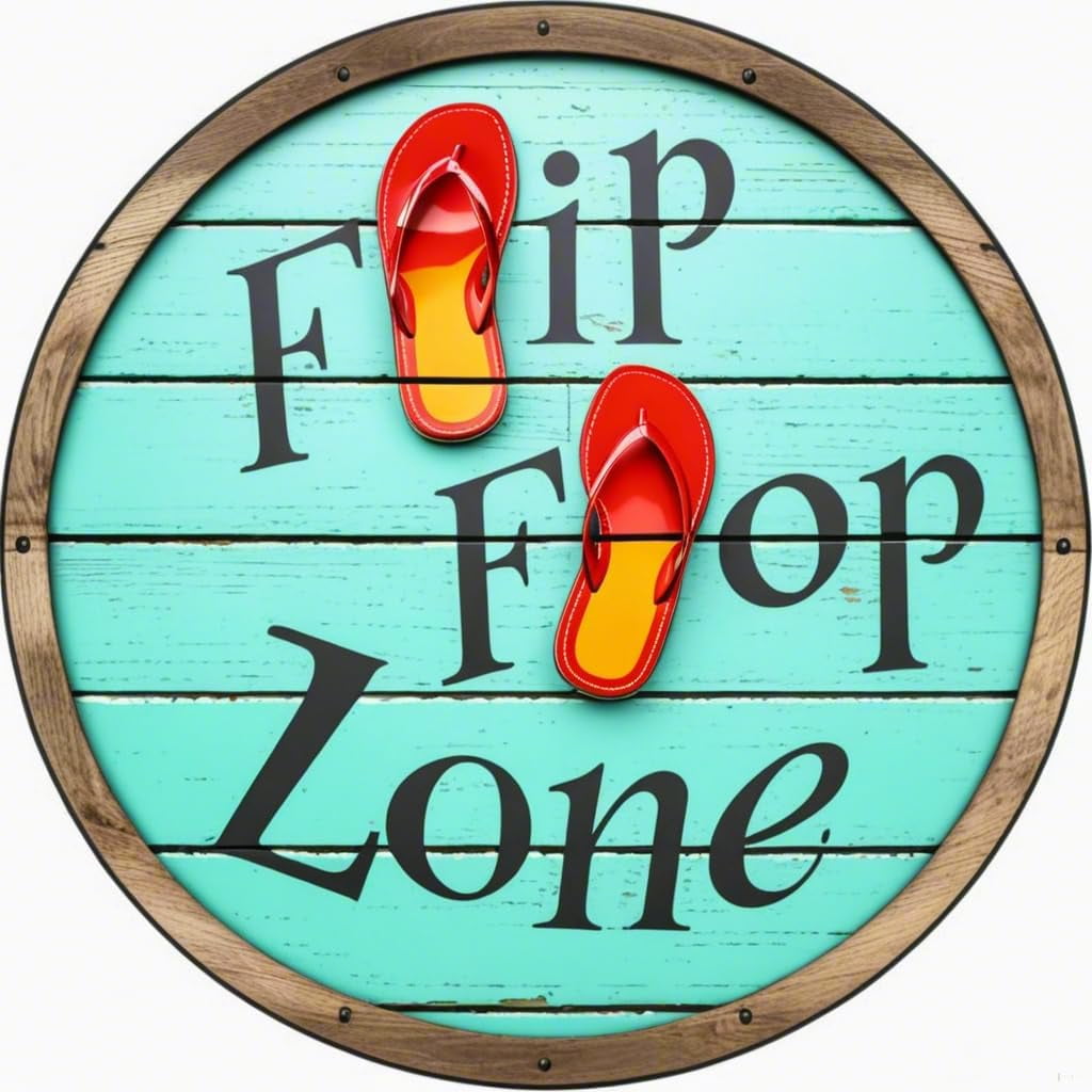 Trigger Zone Pool Tropical Beach Flip Flop Zone Metal Tin Poster Are ...