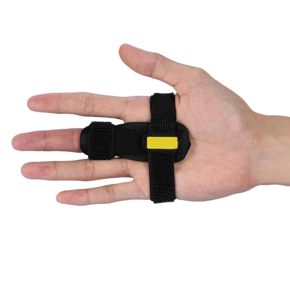 Trigger finger splint with adjustable finger rest with hook-and-loop ...