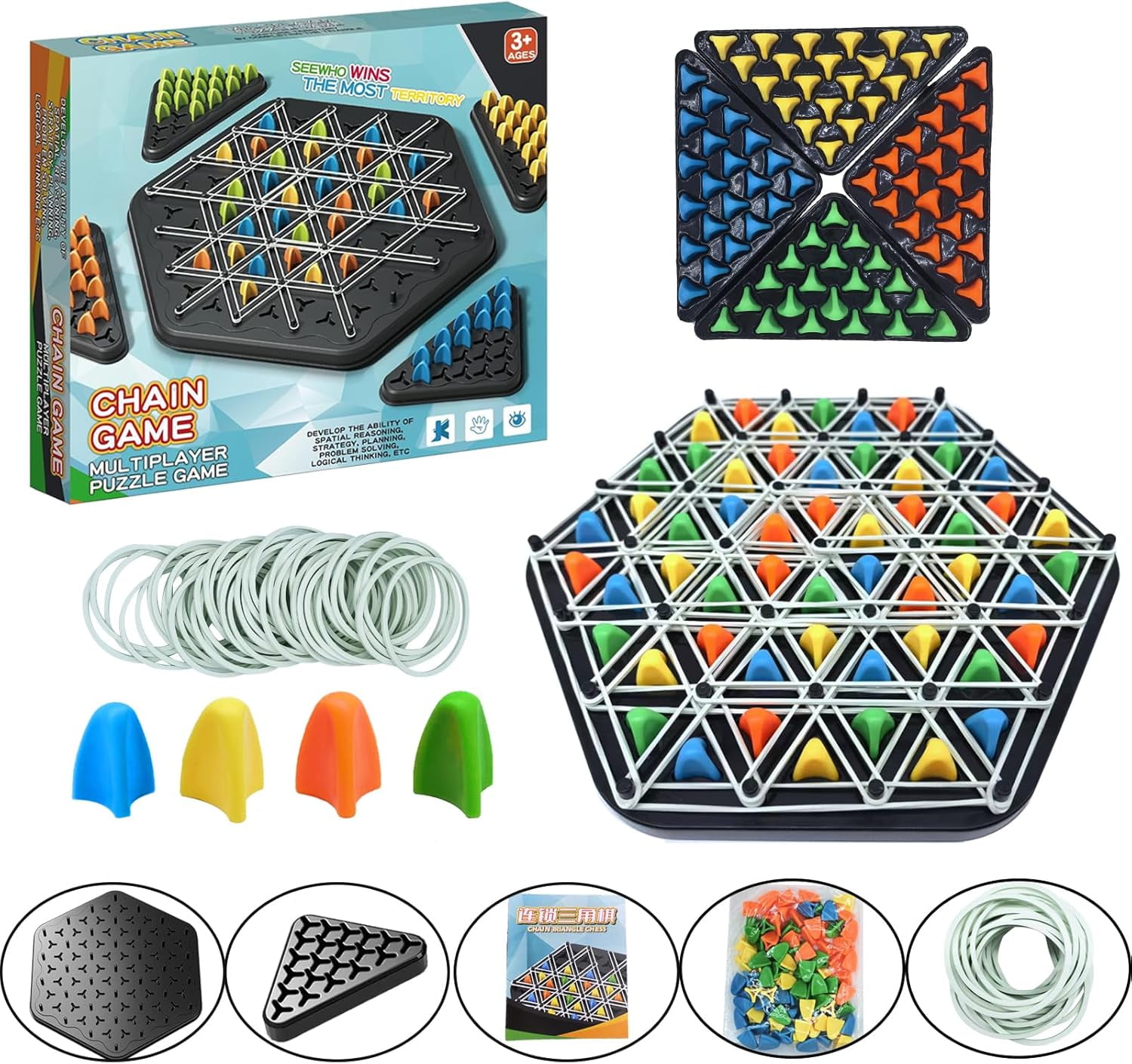 Triggle Triangle Chess Game - Chain Chess, Rubber Band Board Game ...
